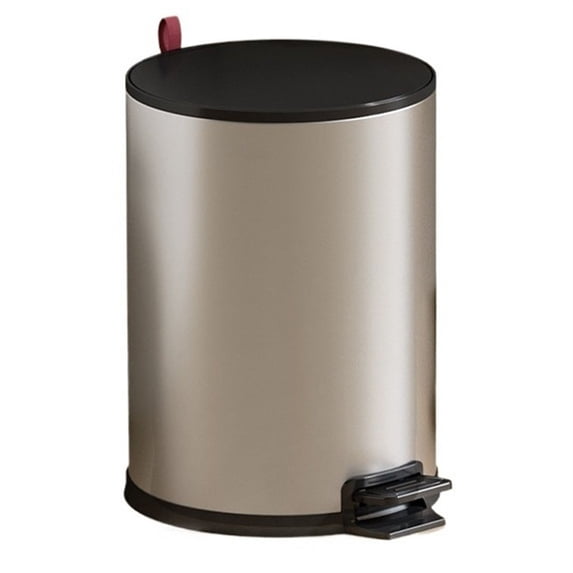 Round Stainless Steel Trash Can Garbage Bin with Soft Close Lid & Step ...