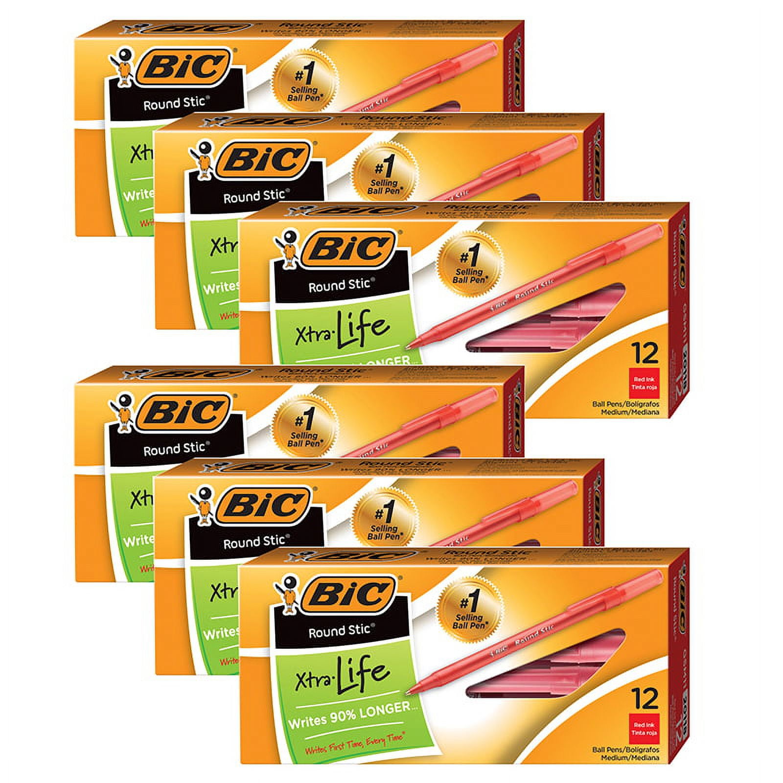 BIC Round Stic Pen, Medium Point, Red, 72 Pack - Walmart.com