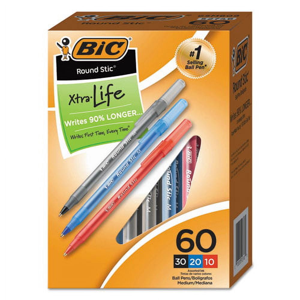 Round Stic Xtra Precision Ballpoint Pen Value Pack, Stick, Medium 1 Mm ...