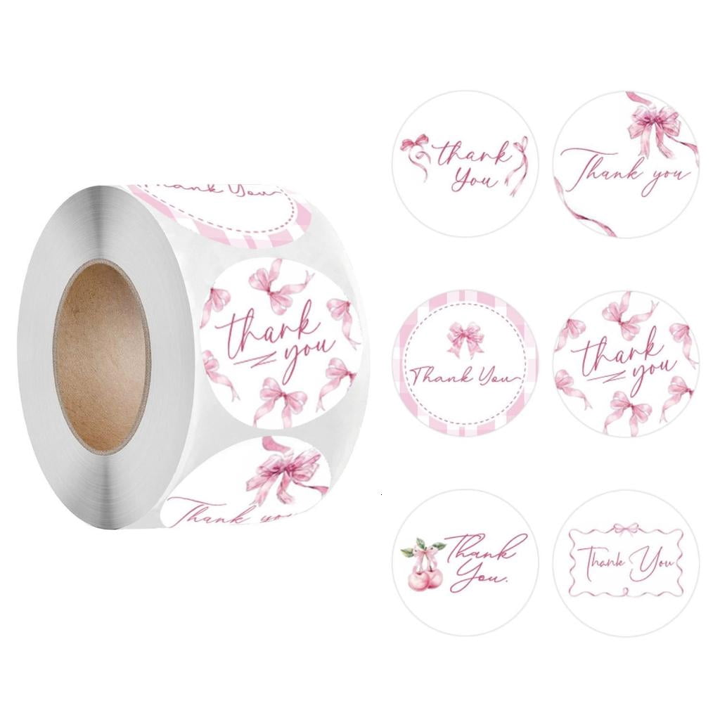 Round Sticker Thank You Sticker Lovely Bows Labels Sealing Sticker ...