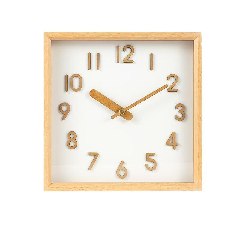Round Stone Red Cedar Wood Wall Clock - Simple & Silent Design ...