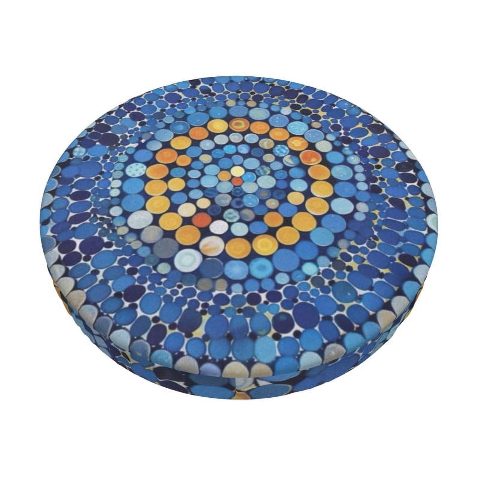 Round Stool Covers,Blue Dots Bar Stool Slipcover Round, Soft Bar Stool ...