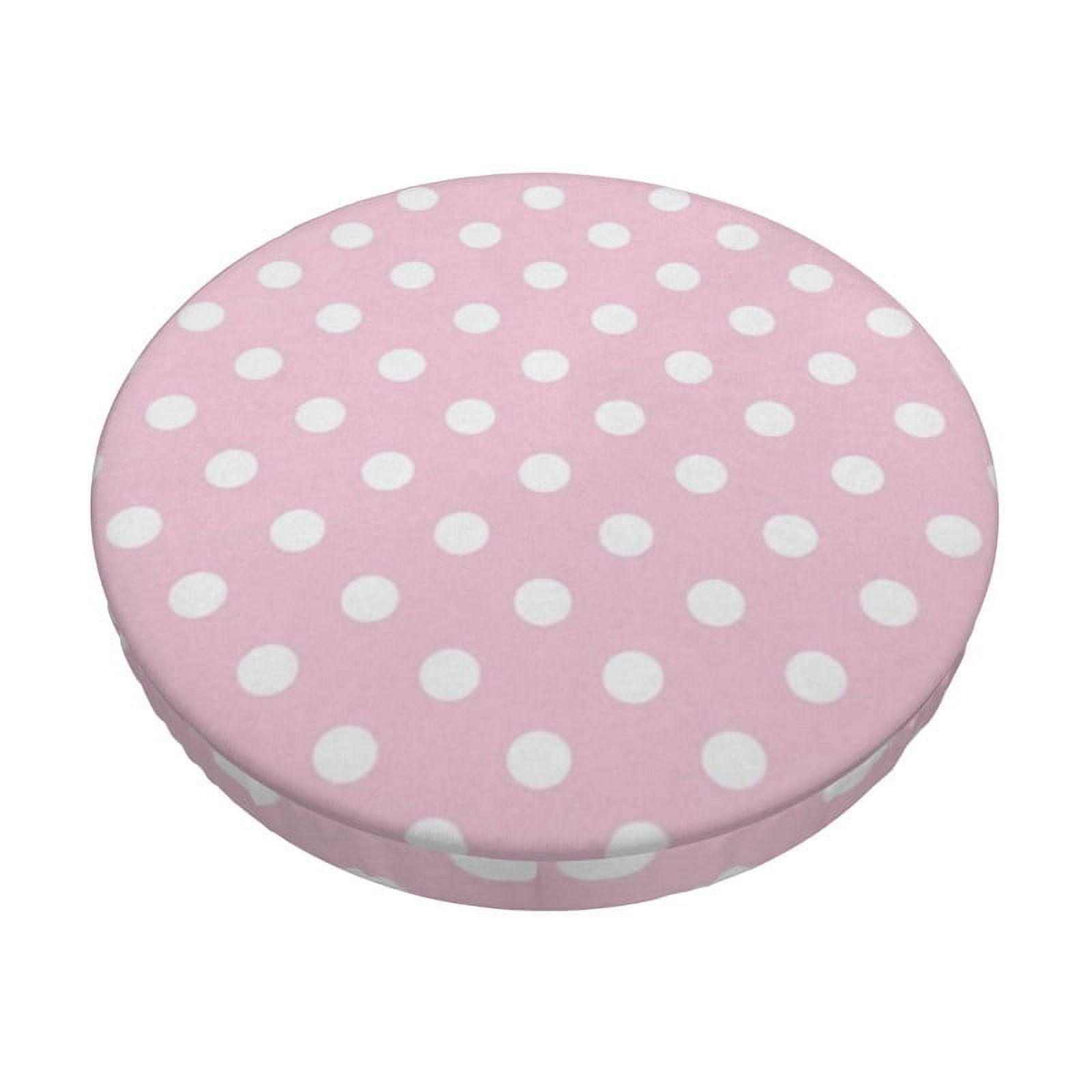 Round Stool Covers,Pink Polka Dots Bar Stool Slipcover Round, Soft Bar ...