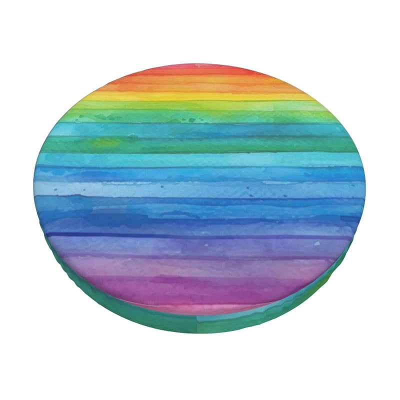 Round Stool Covers,Rainbow Bar Stool Slipcover Round, Soft Bar Stool ...