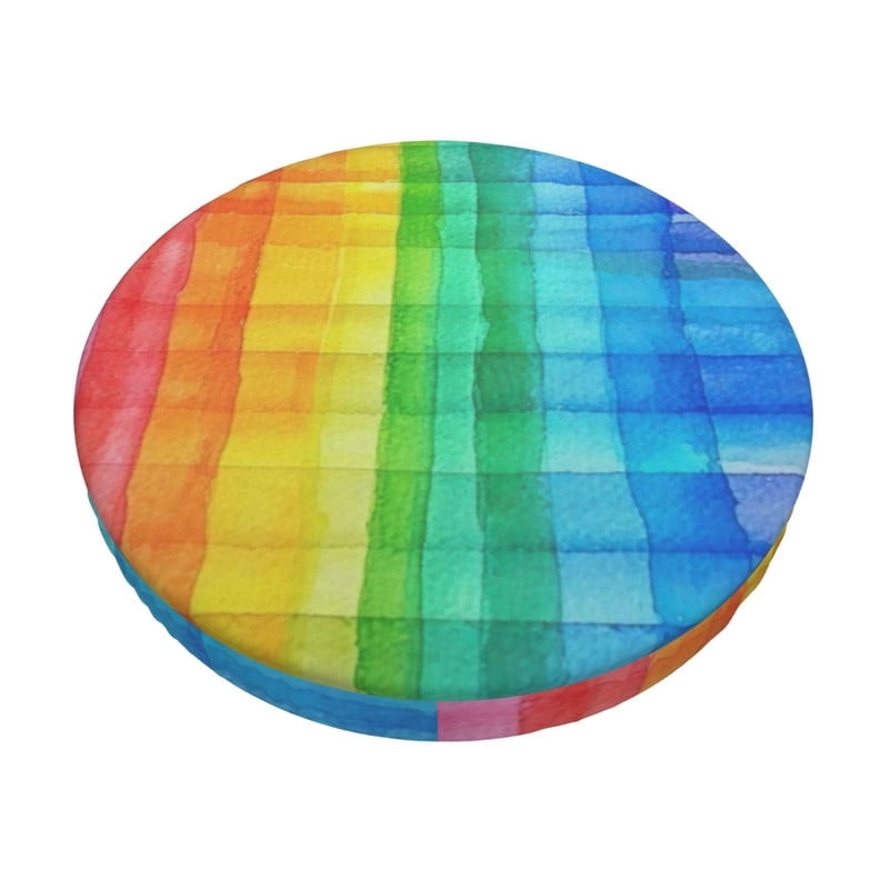 Round Stool Covers,Rainbow Bar Stool Slipcover Round, Soft Bar Stool ...