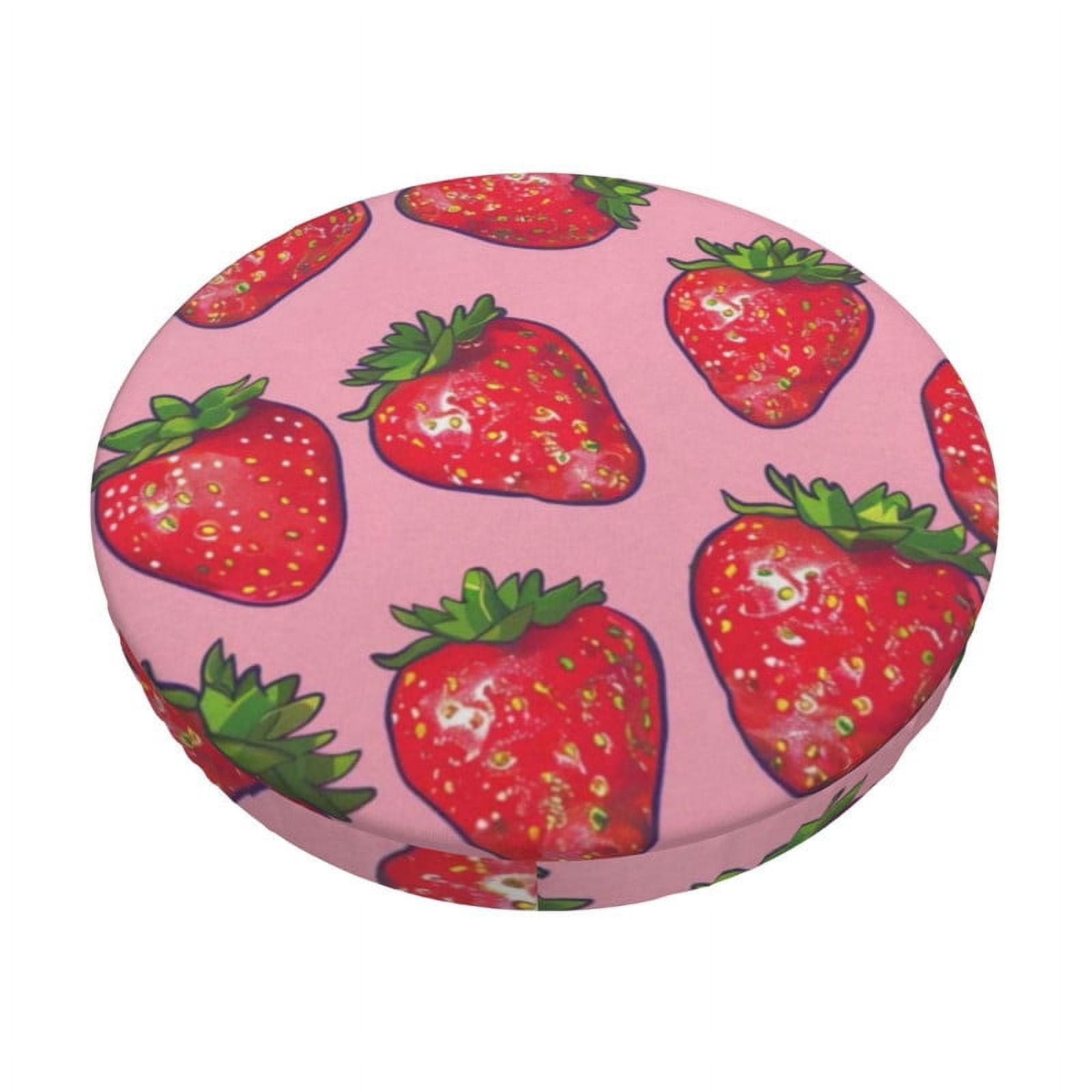 Round Stool Covers,Strawberry Bar Stool Slipcover Round, Soft Bar Stool ...