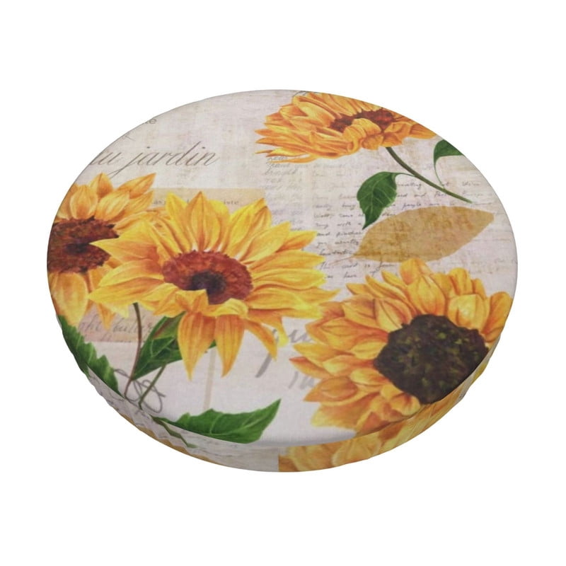 Round Stool Covers,Sunflower Bar Stool Slipcover Round, Soft Bar Stool ...