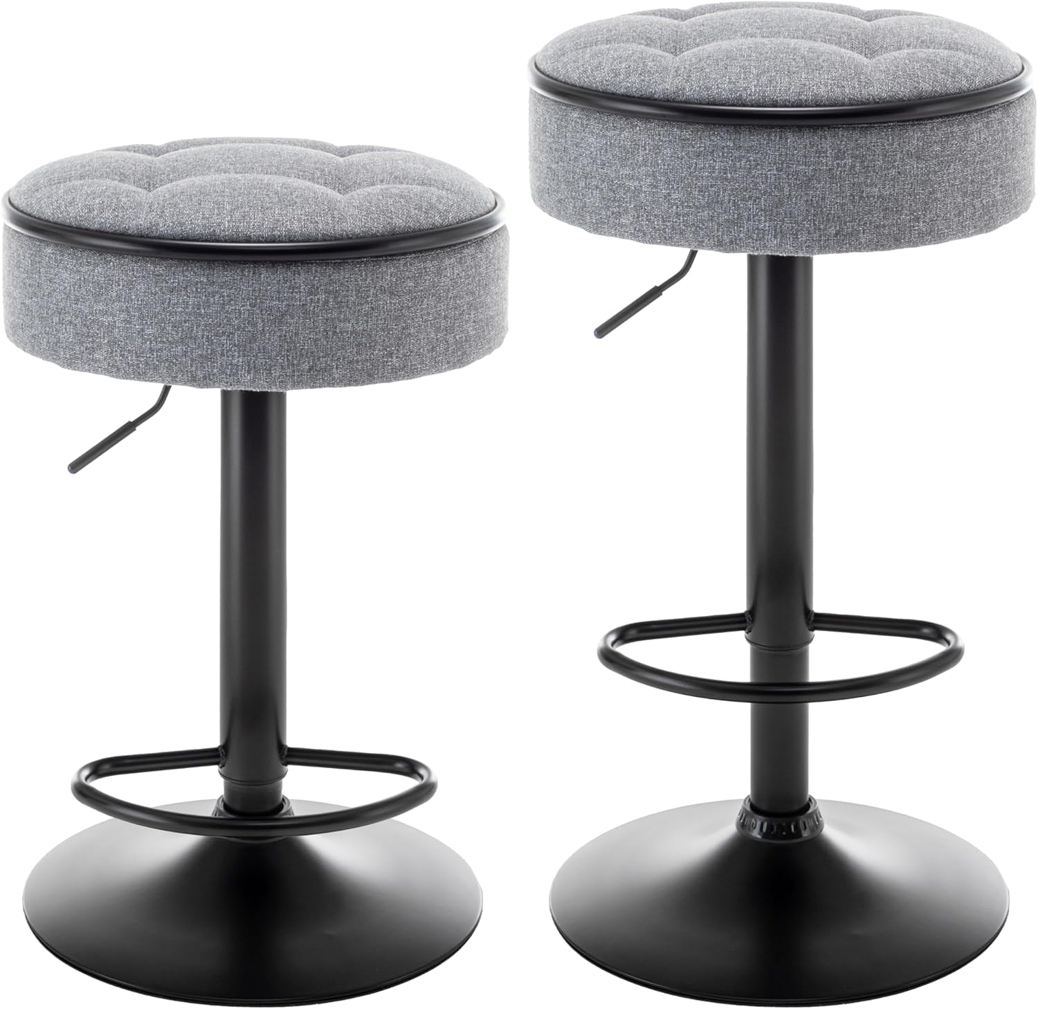 Round Storage Bar Stool Set of 2, Counter Height Adjustable Barstools, 360° Swivel Stool ...
