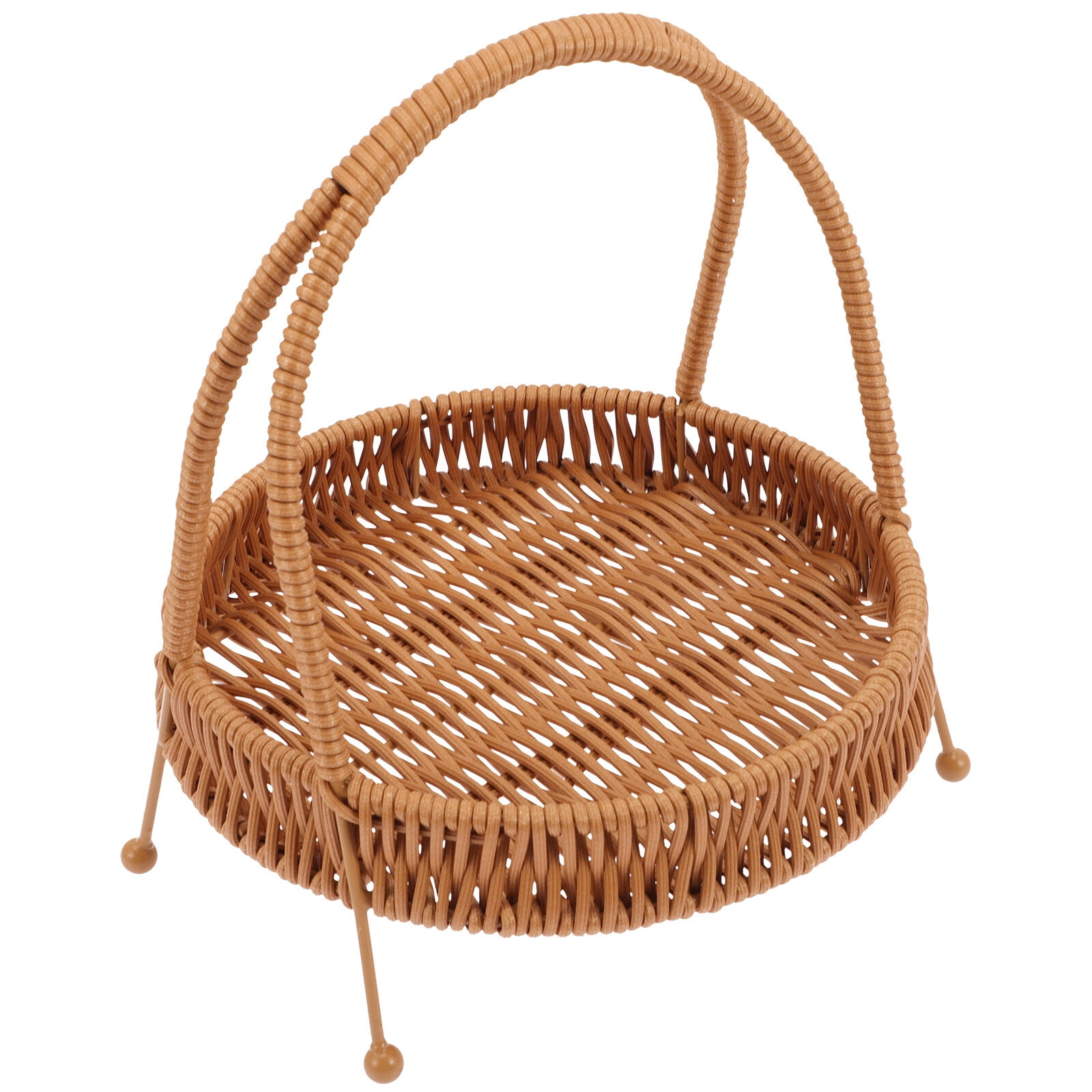 Round Storage Coffee Table Tray Imitation Rattan Woven Basket Outdoor ...