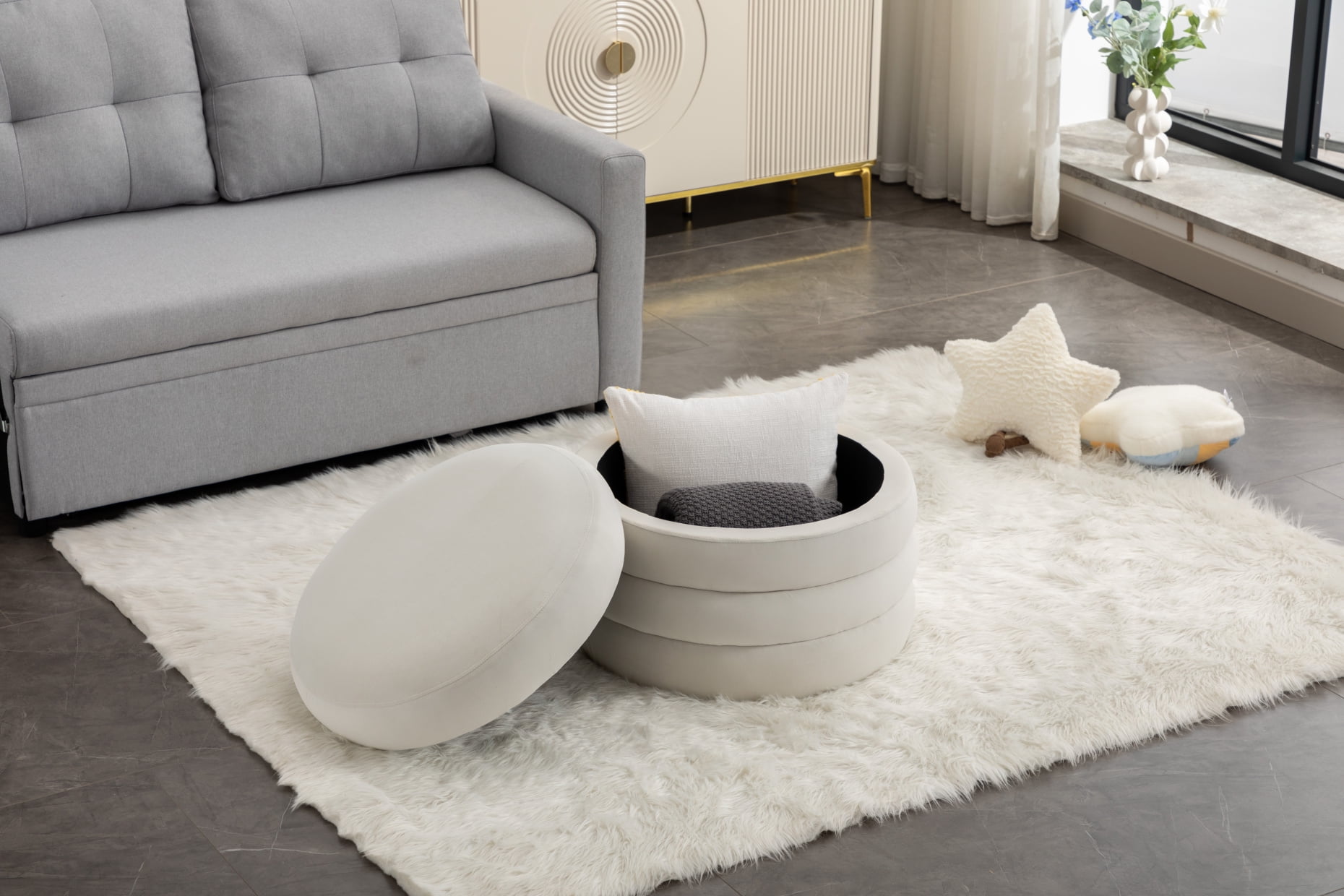 Round Storage Foot Stools with Non-slip Foot Buckle,Mushroom Stool with ...