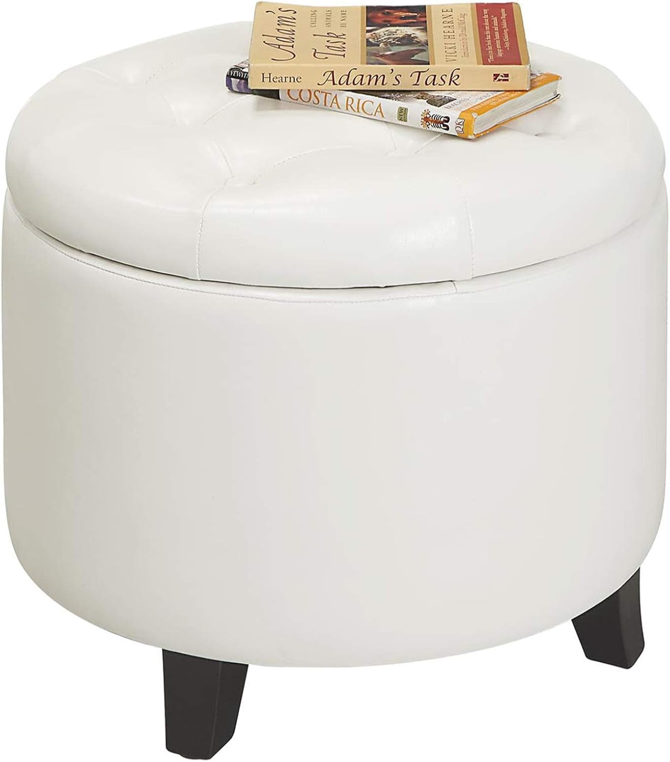 Round Storage Ottoman 19.75” - Versatile Contemporary Foot Stool for ...