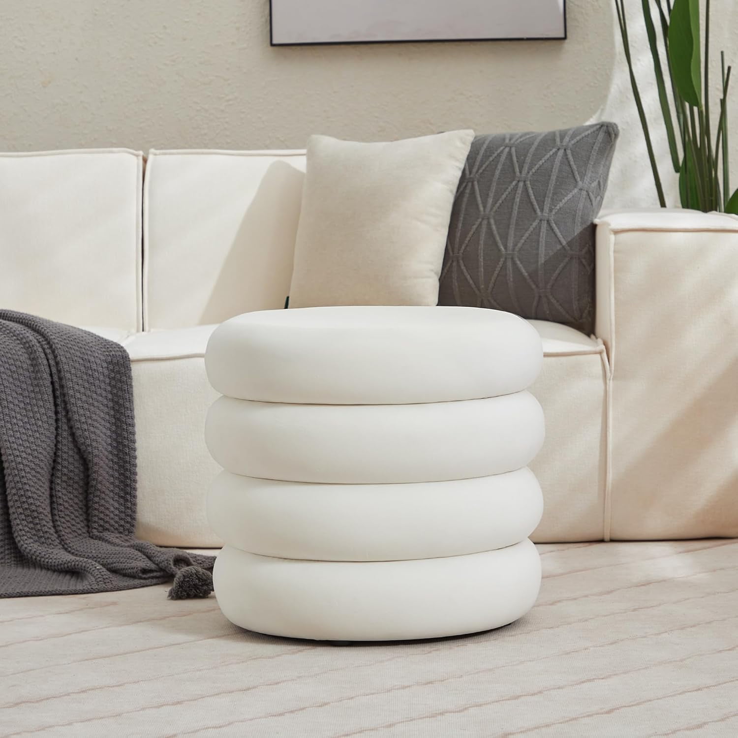 Round Storage Ottoman, 20" Small Ottomans Table with Removable Lid ...