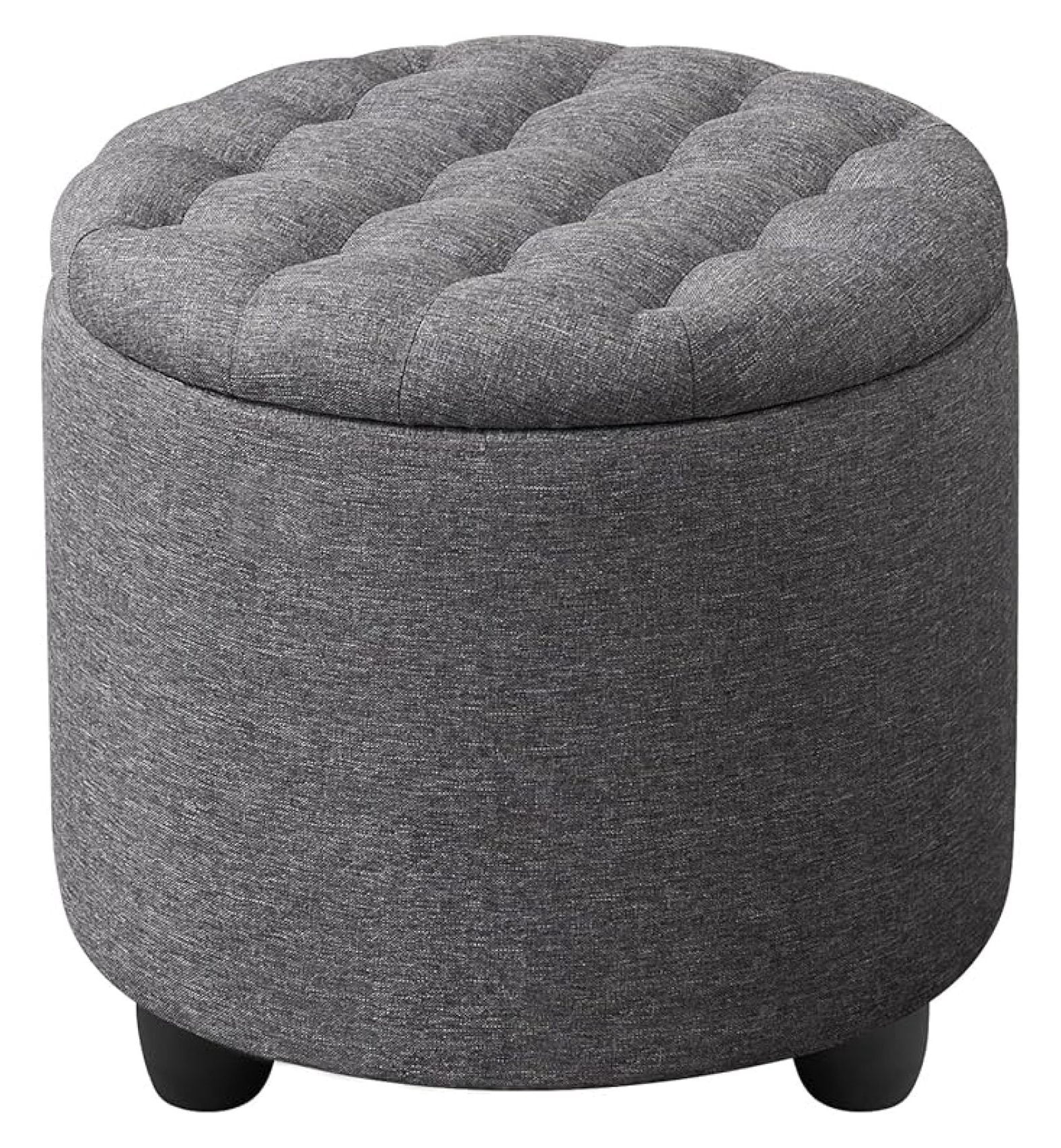 Round Storage Ottoman with Cover Lid, Tufted Round Ottoman with Storage ...