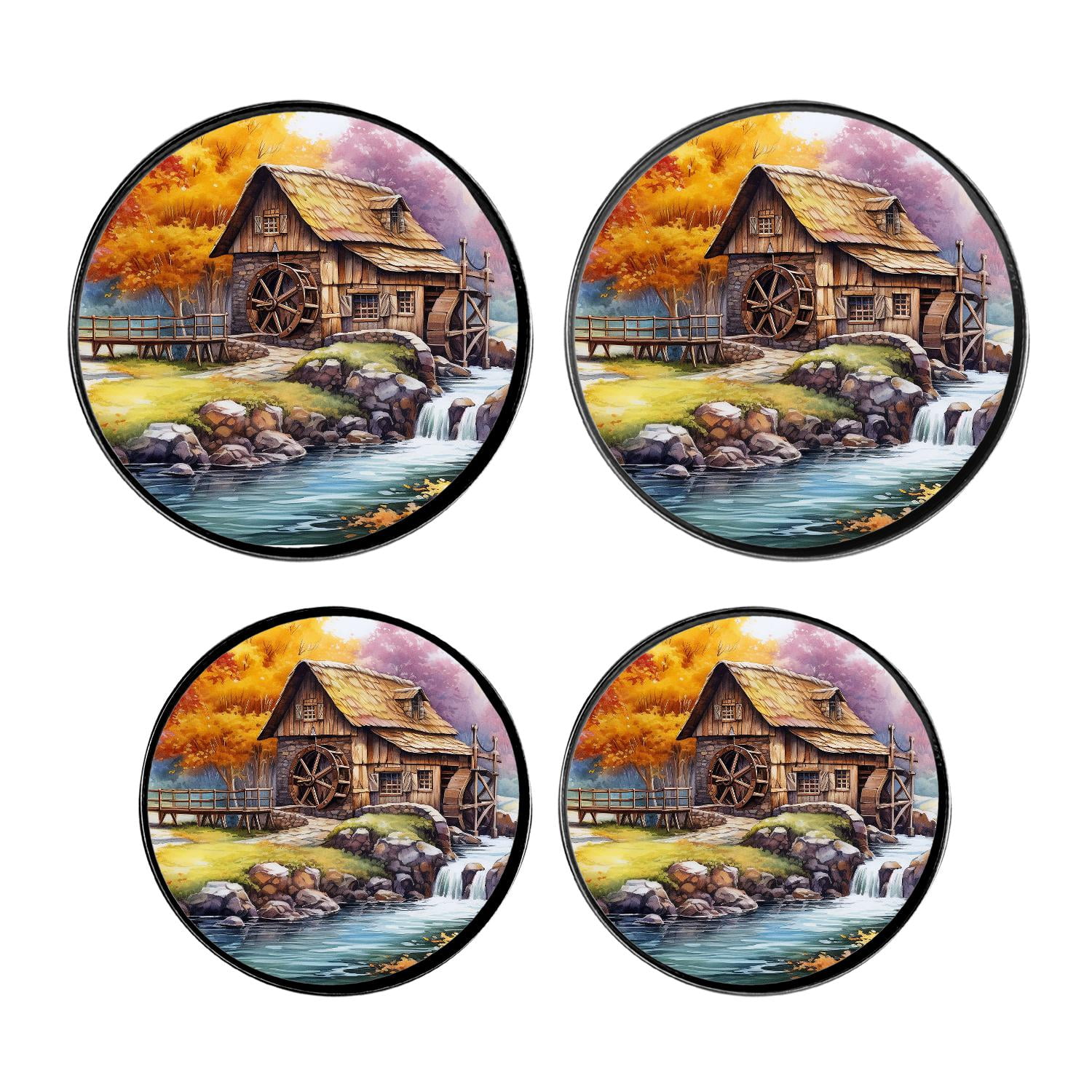 Round Stove Burner Covers 4 Pcs,Autumn Landscape Forest Style Round ...