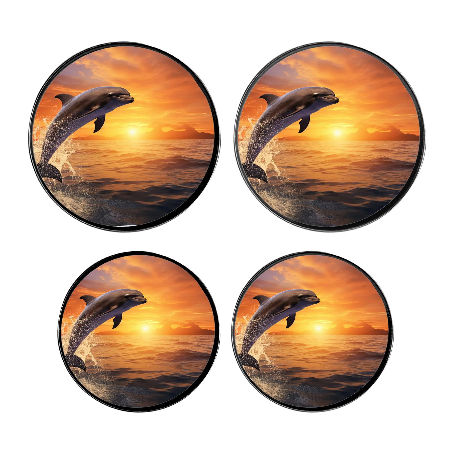 Round Stove Burner Covers 4 Pcs,Beautiful Dolphin Sunset Ocean Sea ...