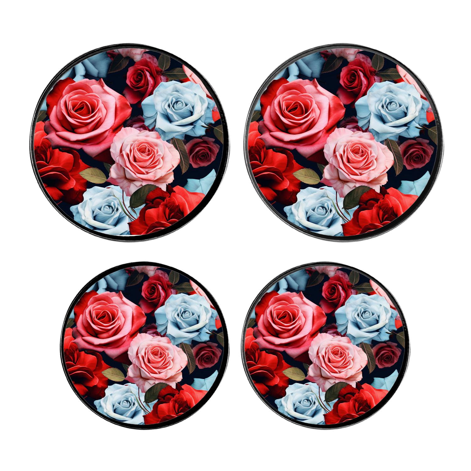Round Stove Burner Covers 4 Pcs,Beautiful Red Roses Lovely Drawing ...