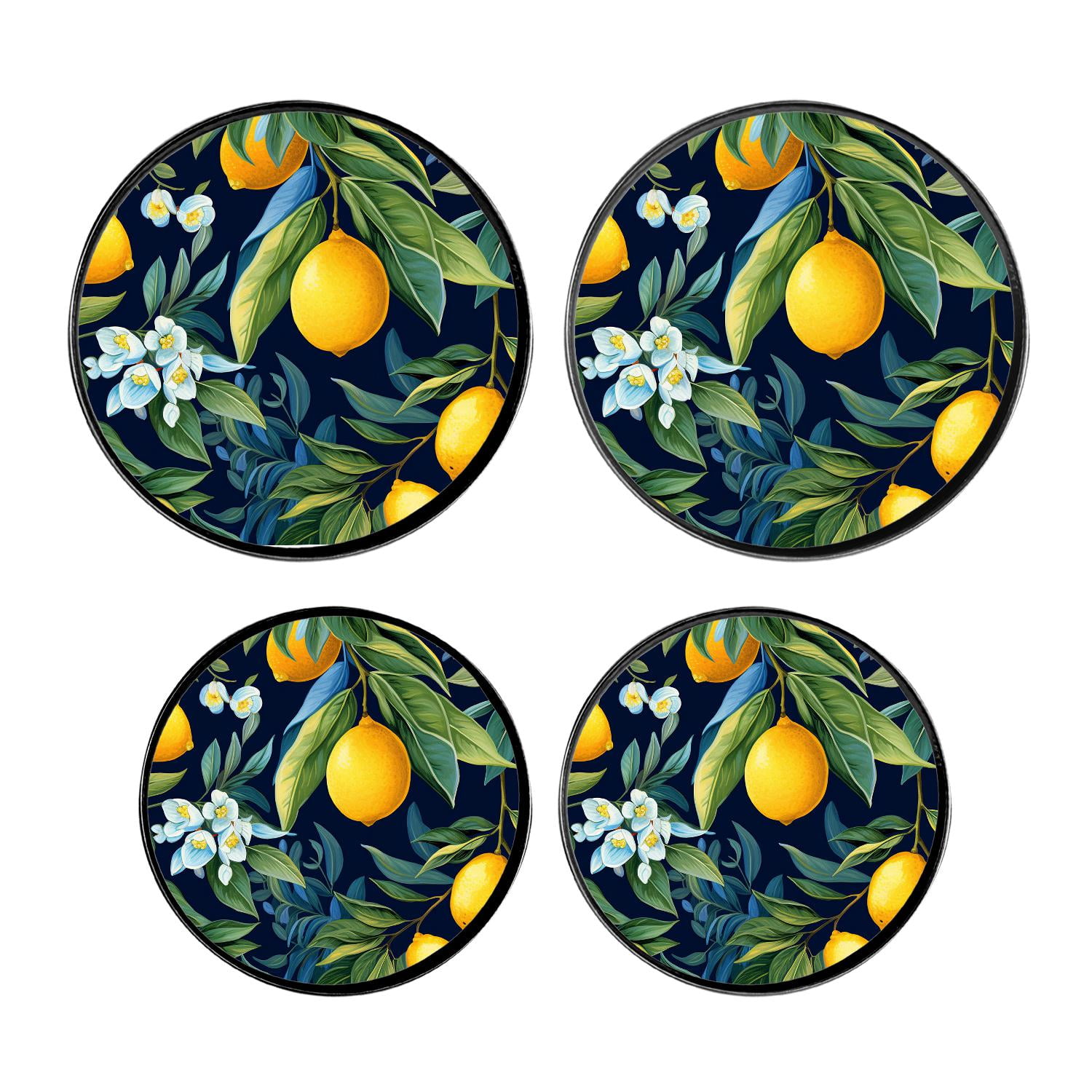 Round Stove Burner Covers 4 Pcs,Lemon Citrus Pattern Beautiful Pattern ...