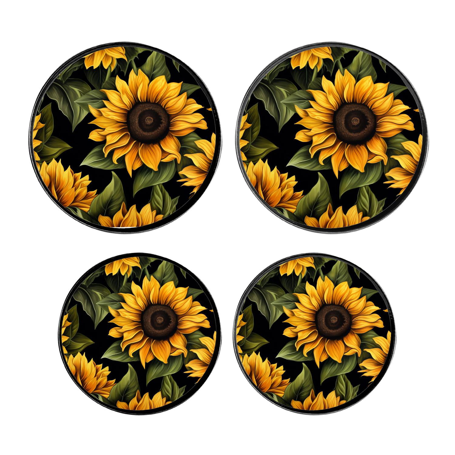 Round Stove Burner Covers 4 Pcs,Plank Sunflower Cute Art Round Electric ...