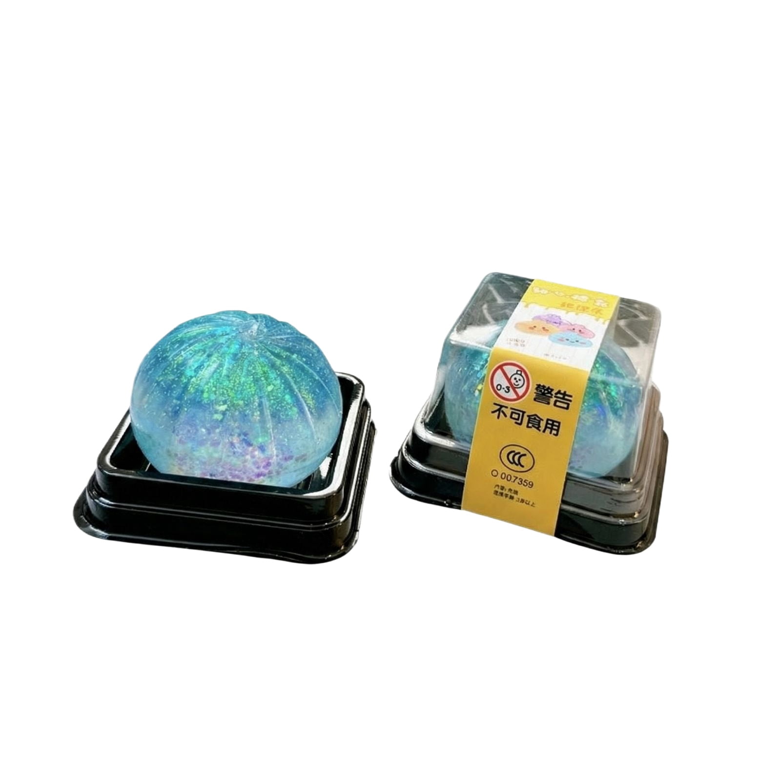 Round Stress Relief Ball with Glitter Design Soft Squeezable Texture ...