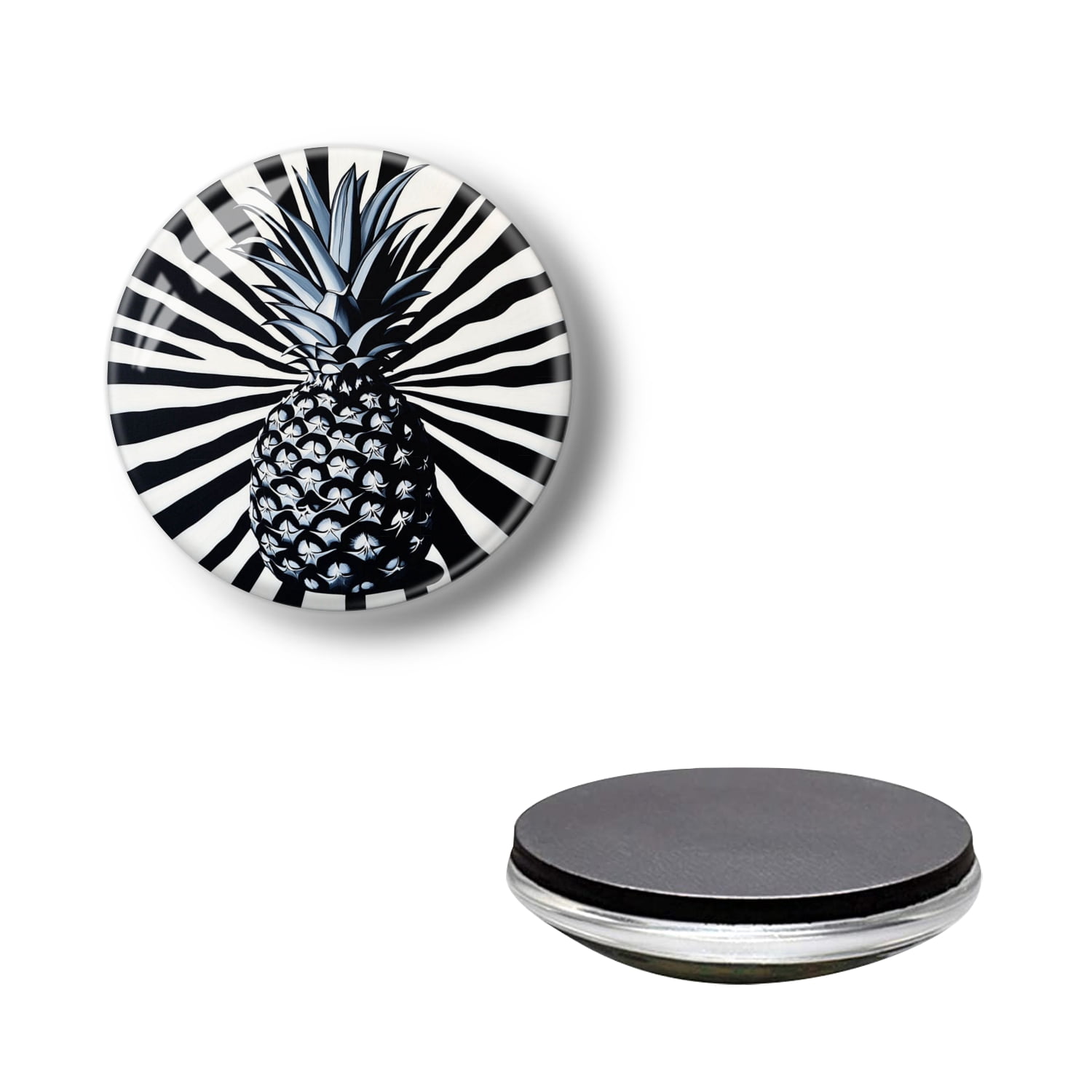 Round Strong Magnetic Glass Refrigerator Magnets, Black and White ...
