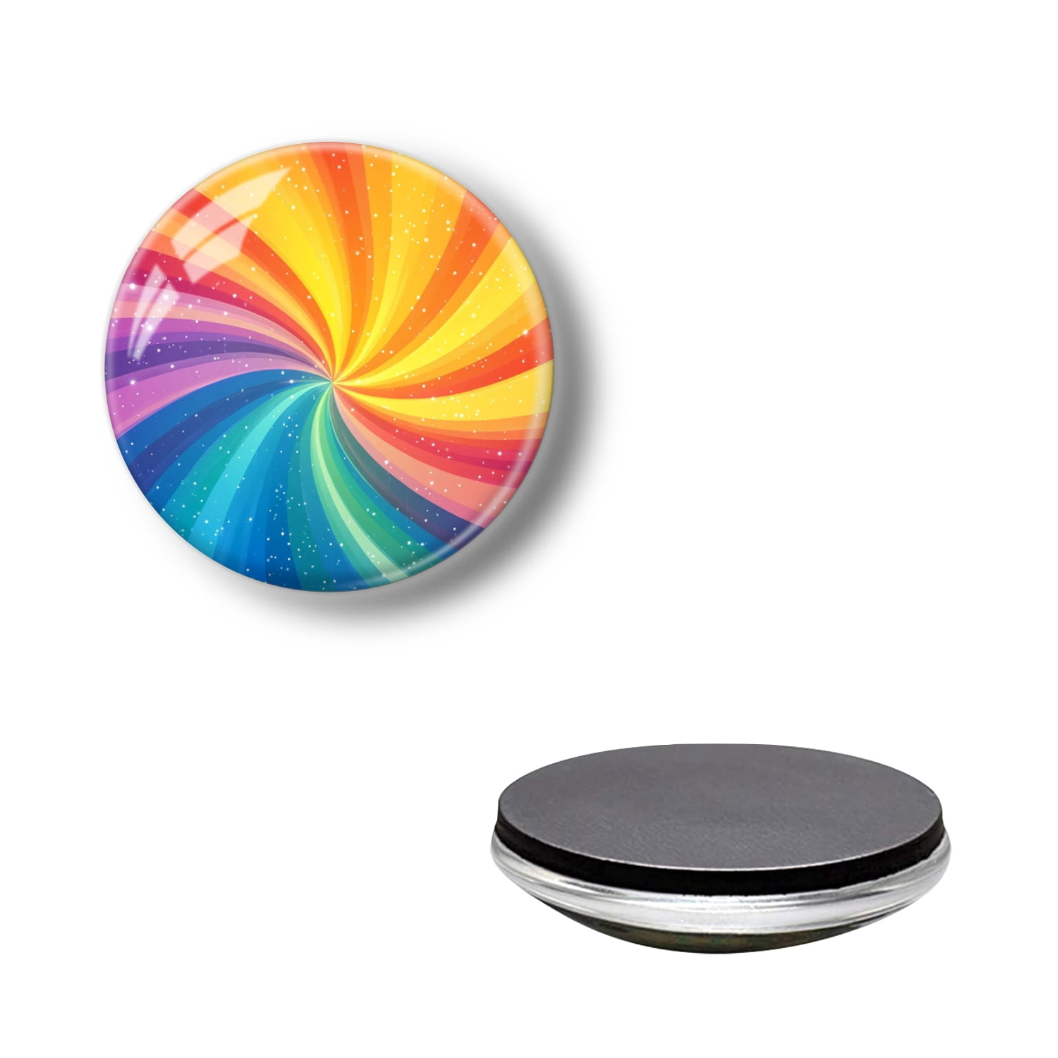 Round Strong Magnetic Glass Refrigerator Magnets, Bright Colorful Swirl ...