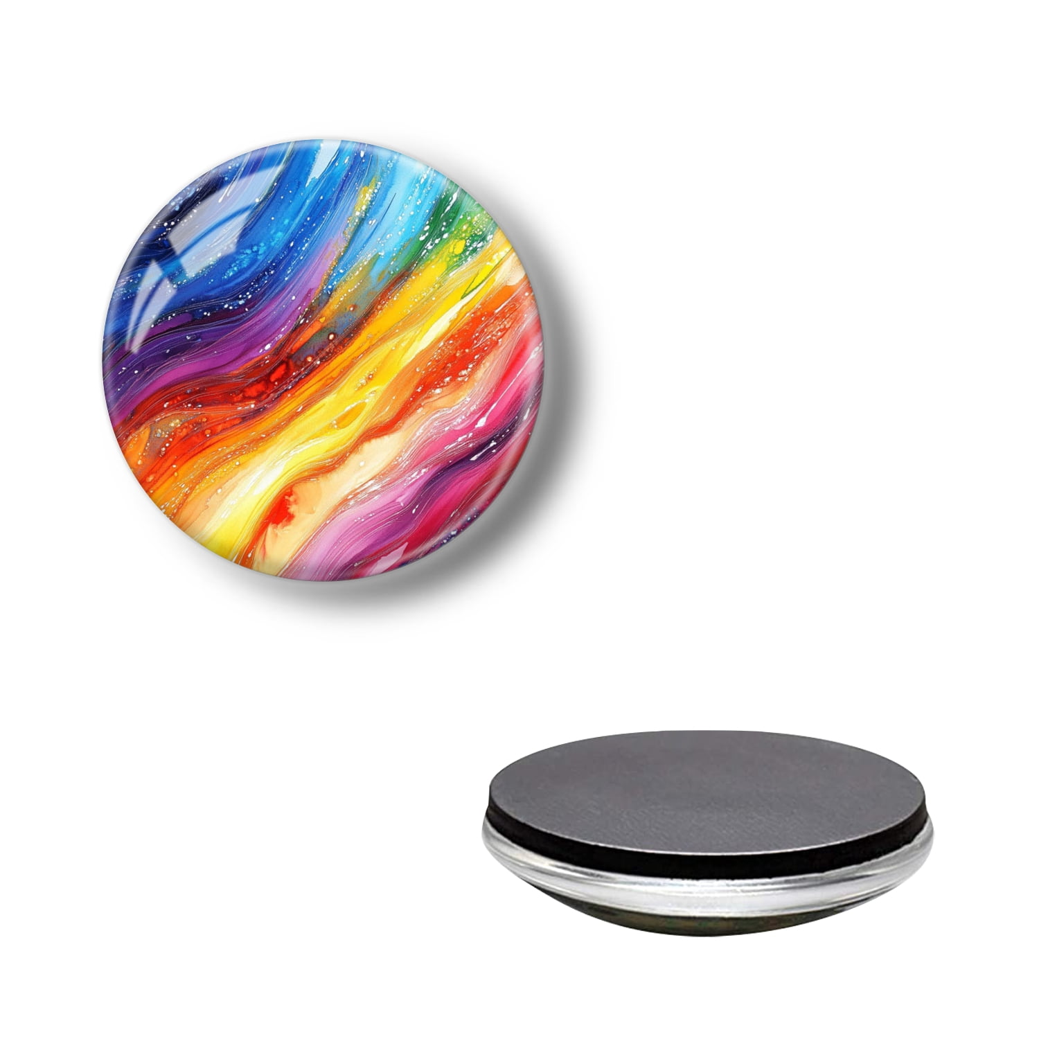 Round Strong Magnetic Glass Refrigerator Magnets, Colorful Rainbow Non ...