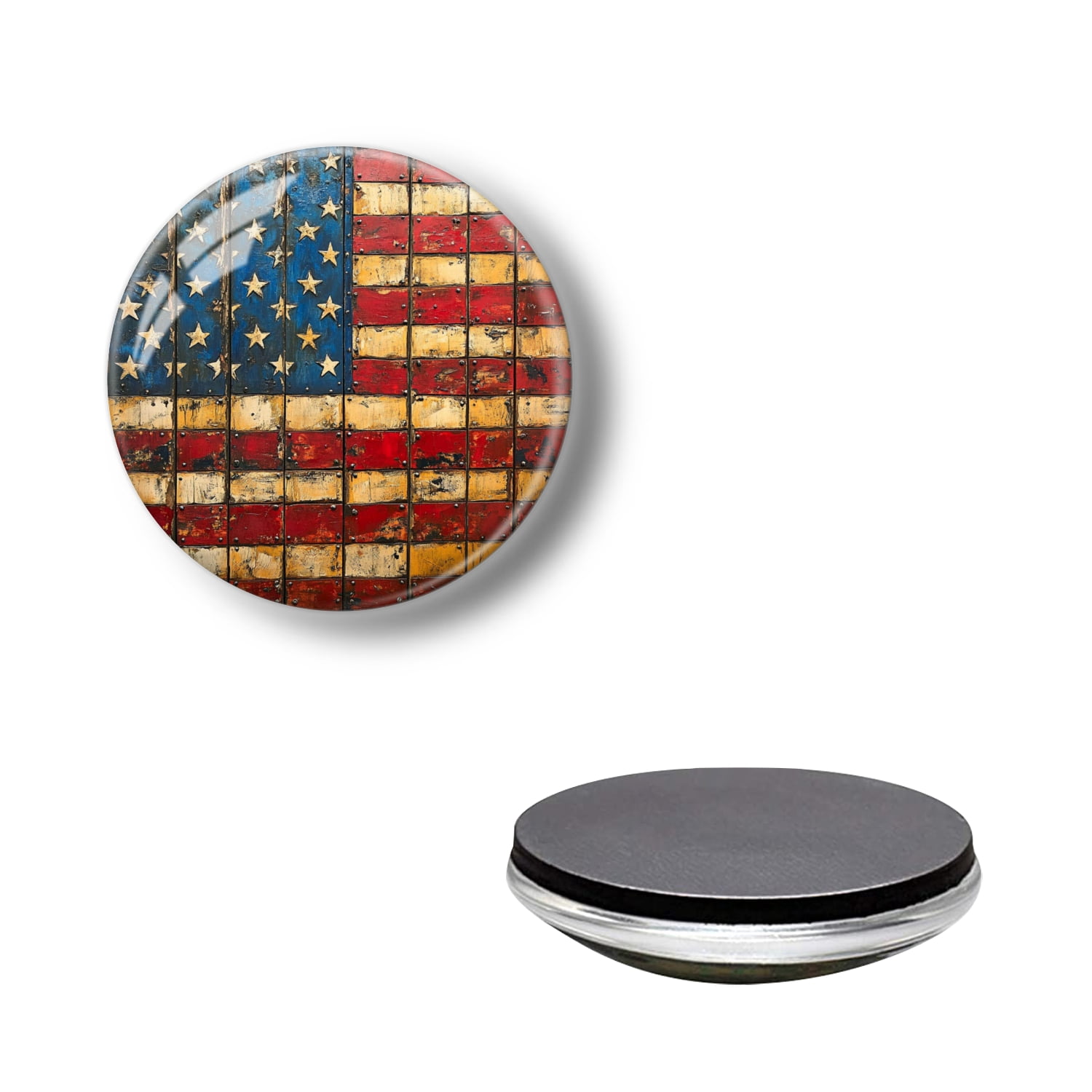 Round Strong Magnetic Glass Refrigerator Magnets, Distressed Metal ...