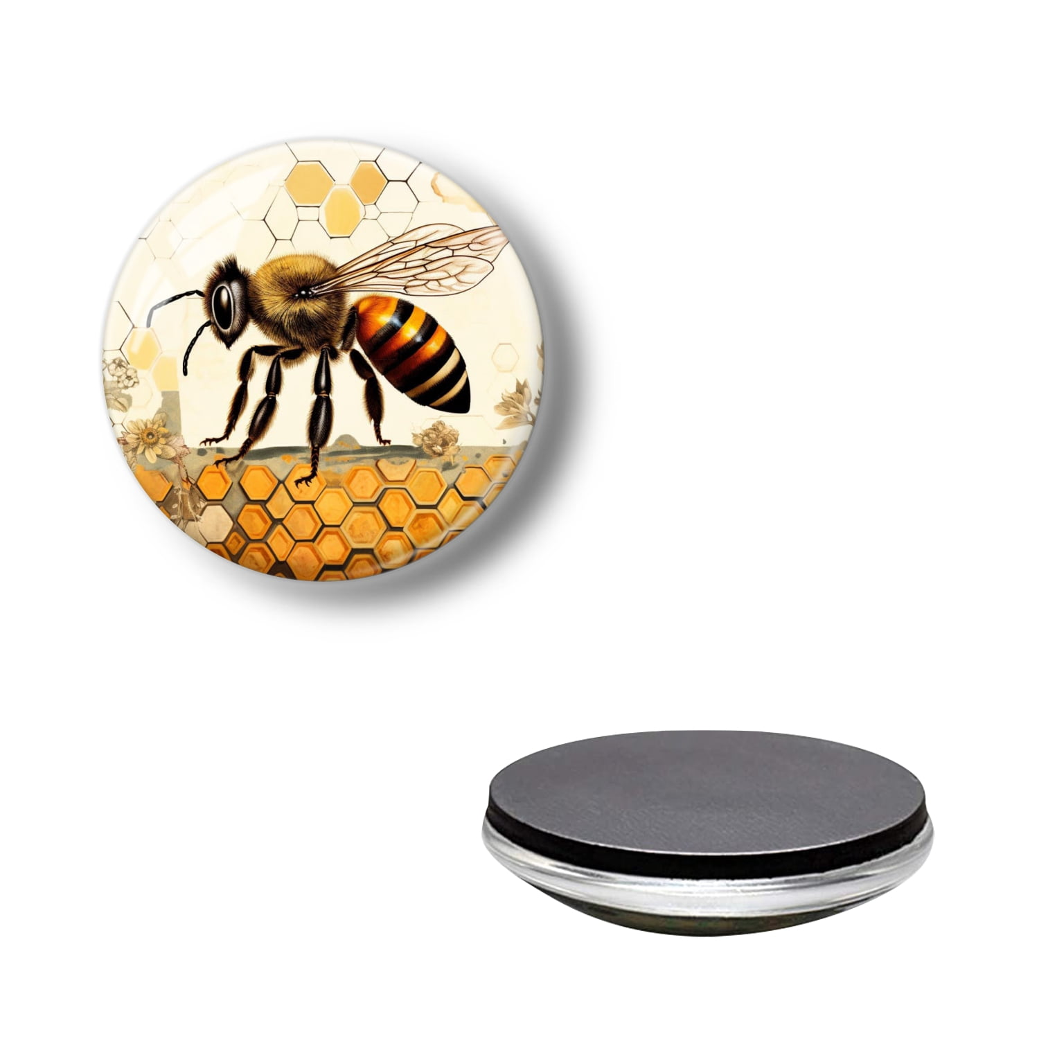 Round Strong Magnetic Glass Refrigerator Magnets, Honey Bee on Empty ...