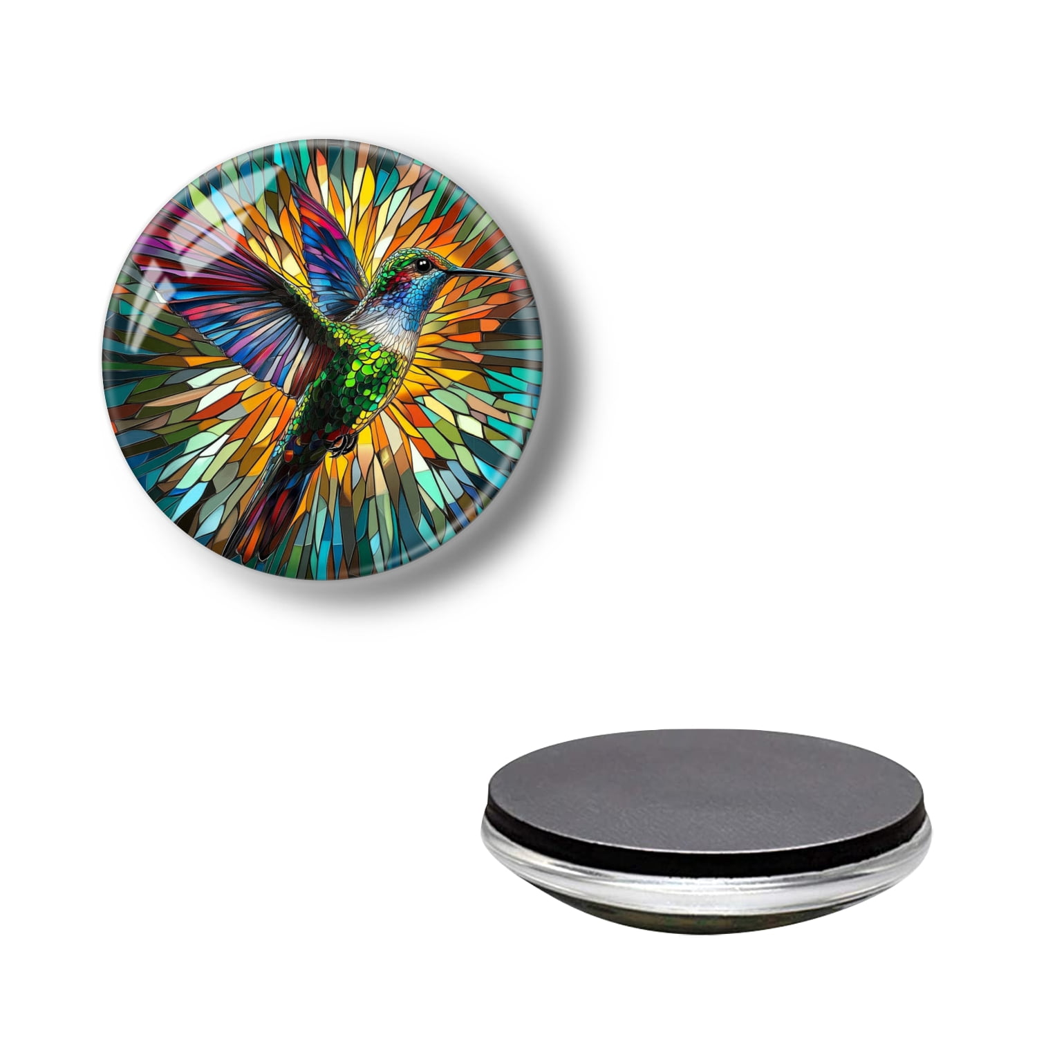 Round Glass Refrigerator Magnets for Fridge, Stained Glass Style ...