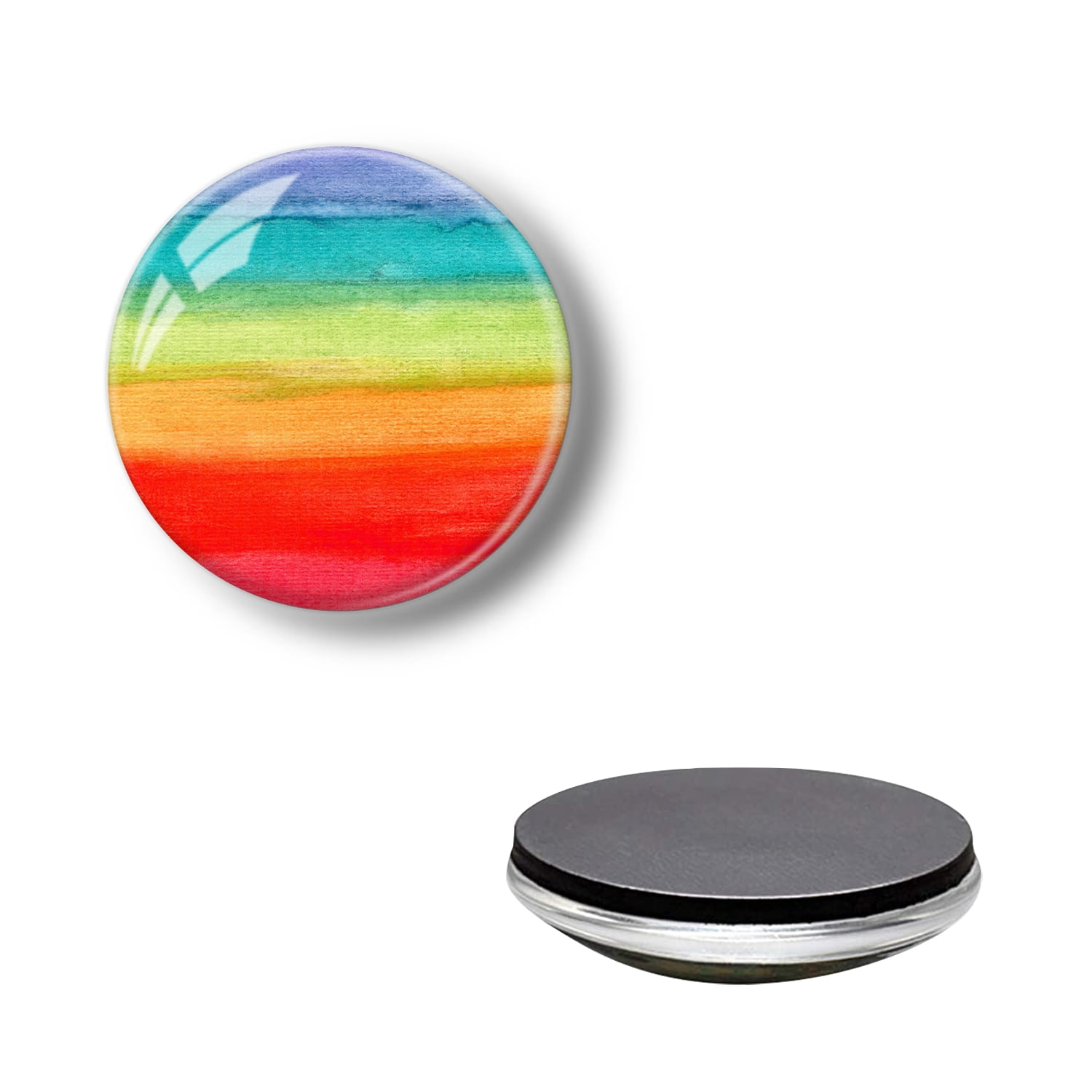 Round Strong Magnetic Glass Refrigerator Magnets, Rainbow with Sky and ...