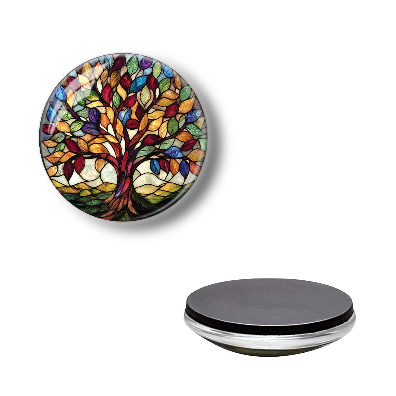 Round Strong Magnetic Glass Refrigerator Magnets, Tree of Life Non ...
