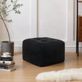 Black Corduroy Round Pouf Ottoman, Foot Rest, Foam Chunk Filling ...
