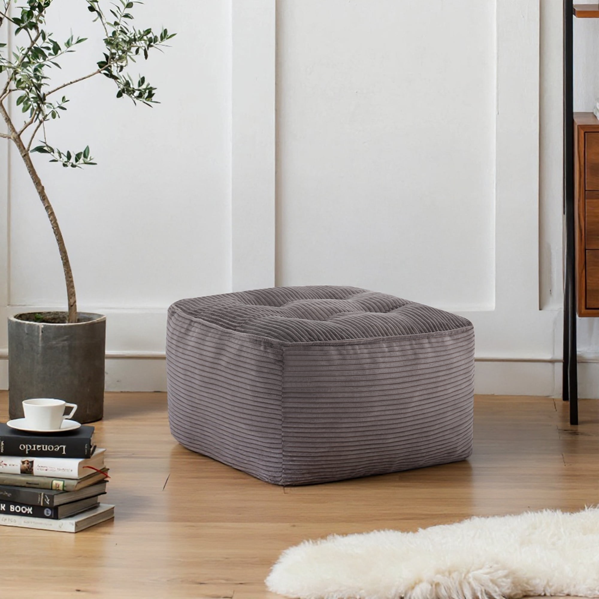 Round Stuffed Pouf Ottoman for Foot Rest,Ottoman Pouf Foot Stool ...