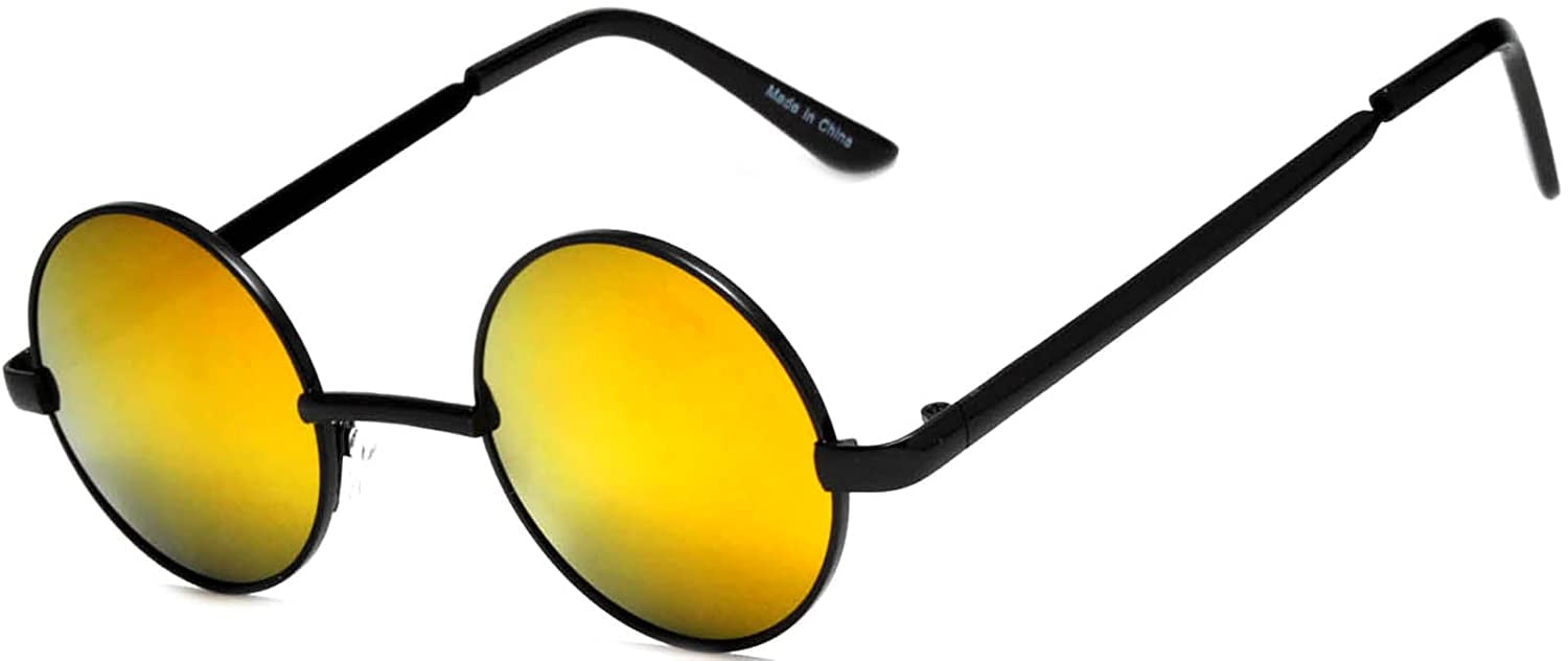 Round Sunglasses - Small (43mm) Black Frame / Red Mirror Lens - Walmart.com