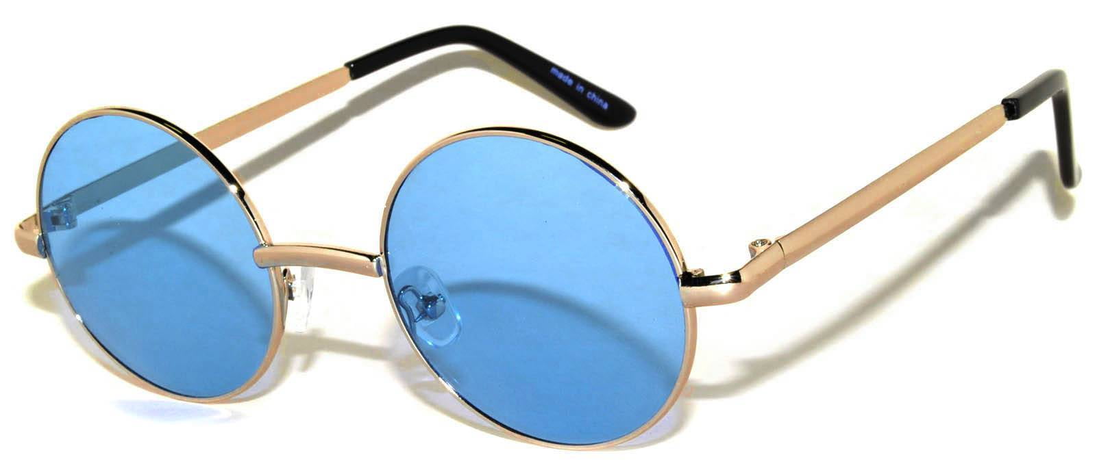 Round Sunglasses - Small (43mm) Gold Frame / Blue Lens - Walmart.com