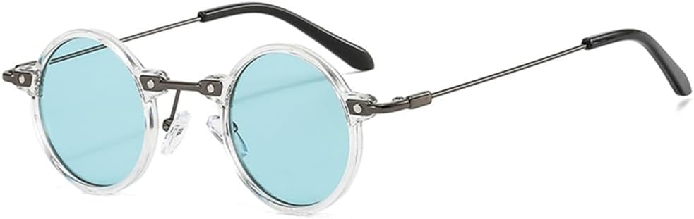 Round Sunglasses Women Men PC Lens Alloy Metal Frame Slender Type Sun ...