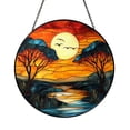 Round Sunset Island Stained Glass Suncatcher – Scenic Window Hanging ...