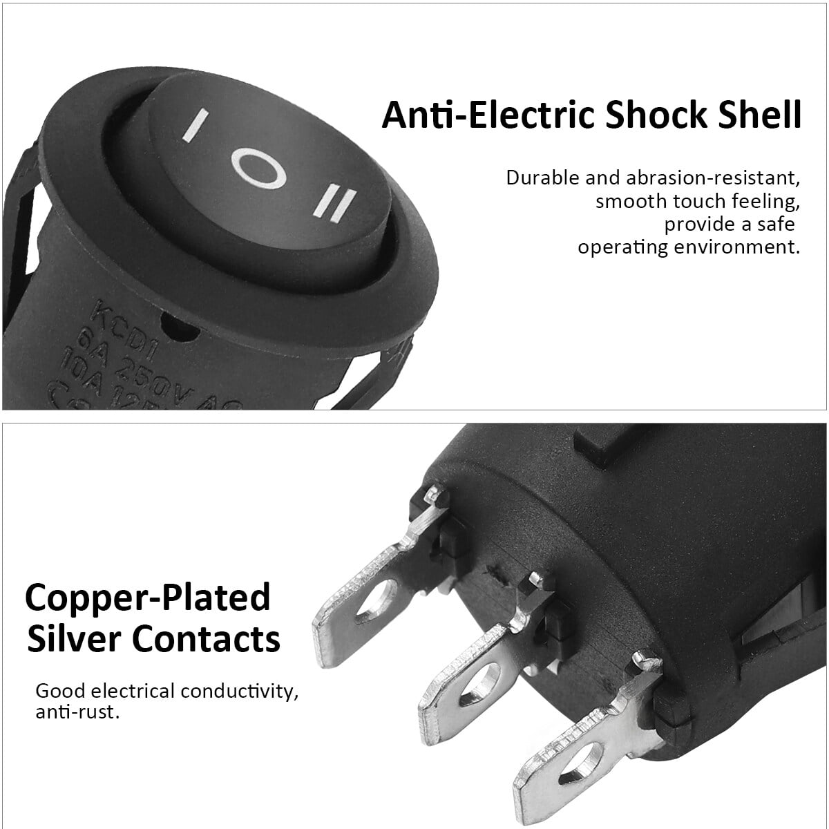 Baluue WINOMO 5 PCS Car Round Rocker Switches for Car Use Black Plastic ...