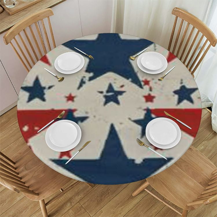 Round Table Cloth Covers, Fitted Tablecloth with Elastic, Independence ...