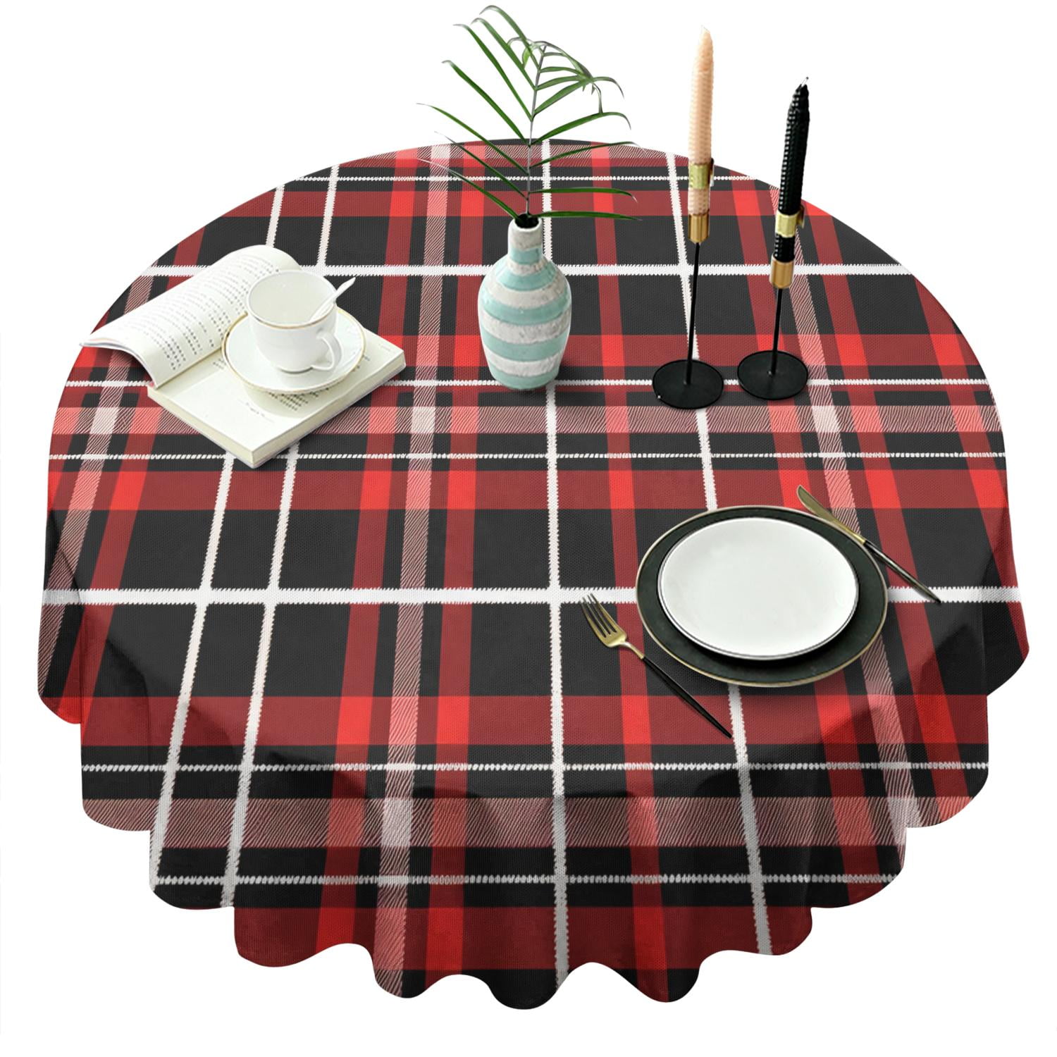 Round Table Clothes Country Rustic Red and Black Buffalo Plaid Cotton ...