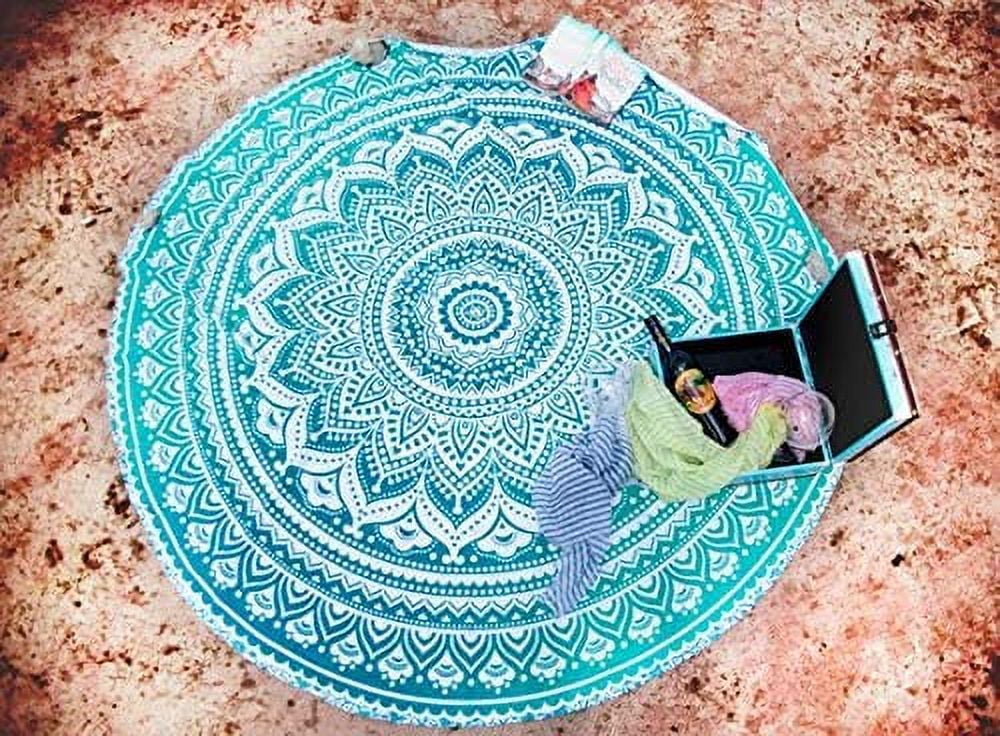 Round Table Cover Bohemia Indian Mandala Table Cloth Fabric Peacock ...