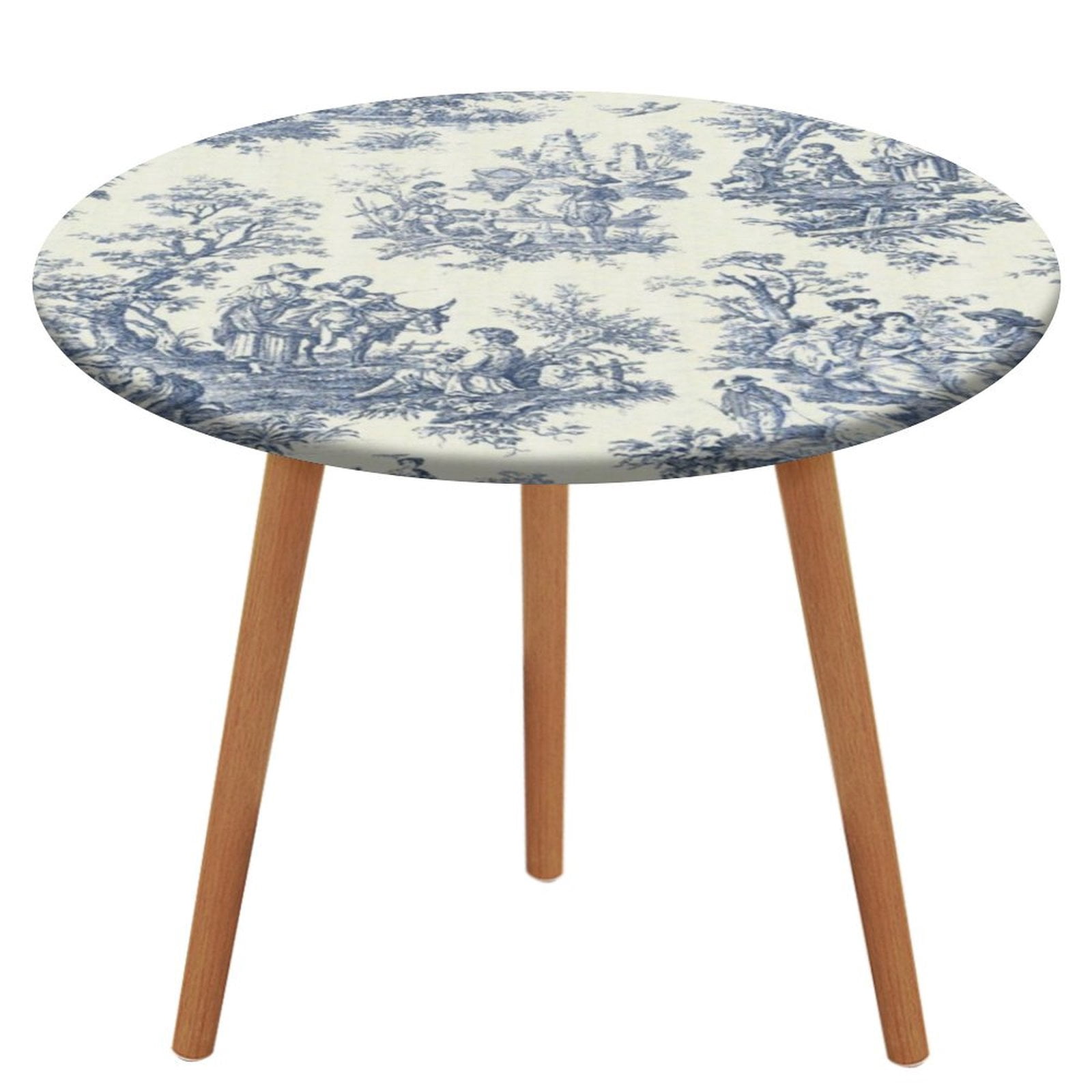 Round Table Cover Kitchen Printed Waterproof Tablecloth Elastic Edged ...