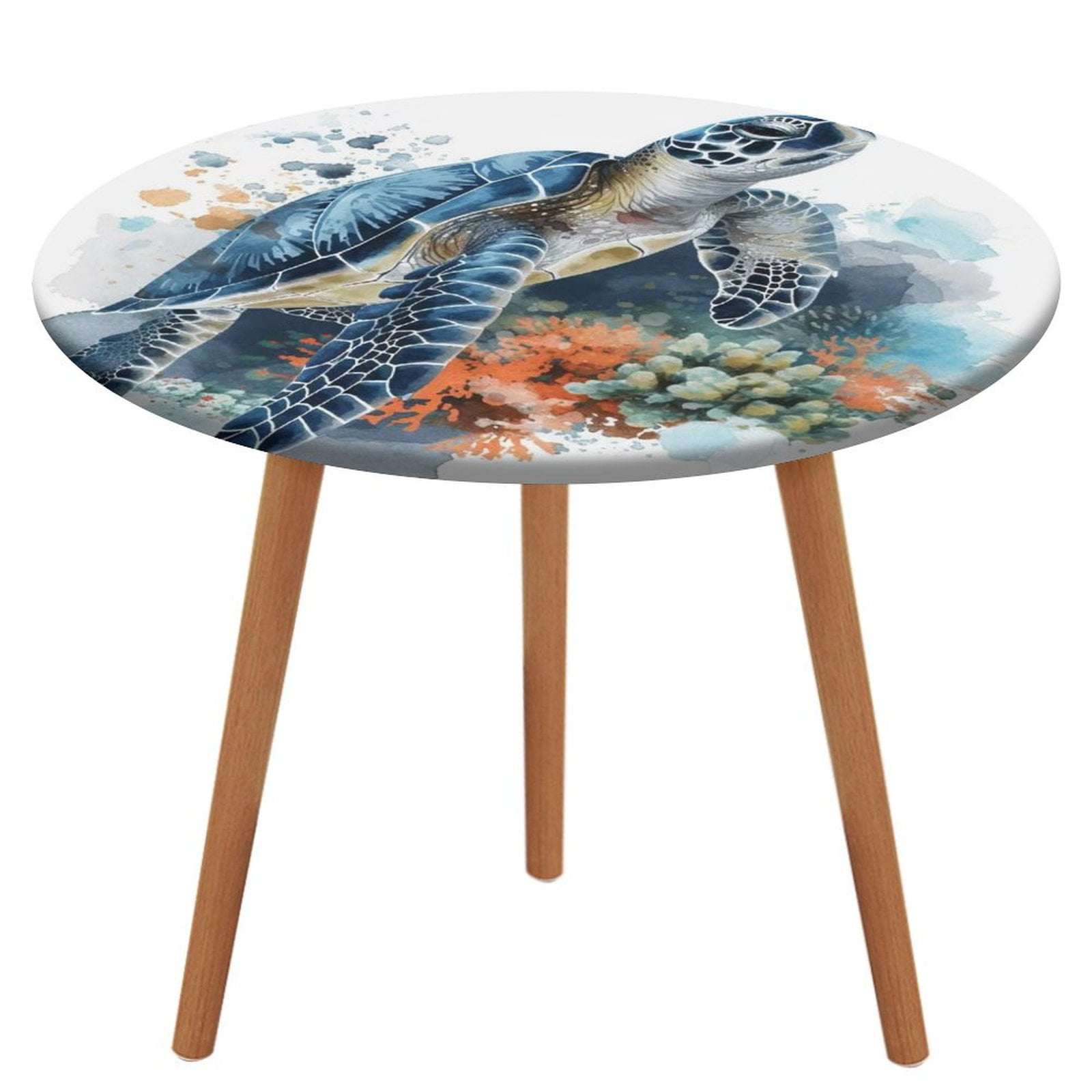 Round Table Cover Kitchen Printed Waterproof Tablecloth Elastic Edged ...