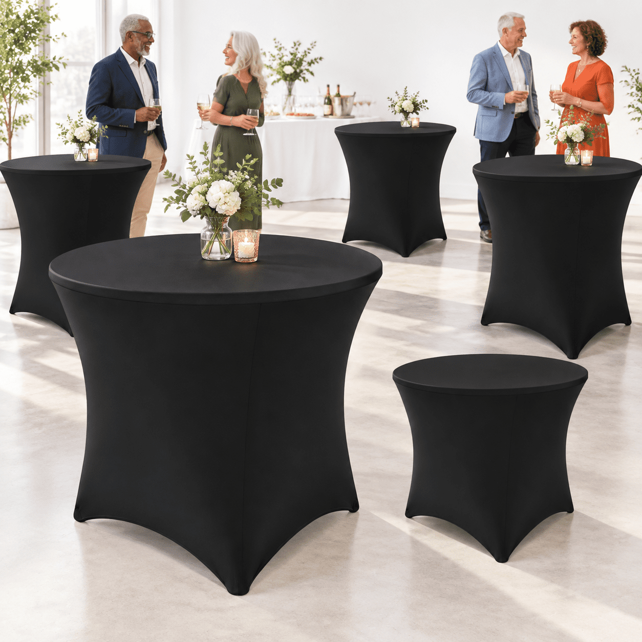 Round Table Covers - 6 Pack 48x30 Inch Cloth Black - Walmart.com