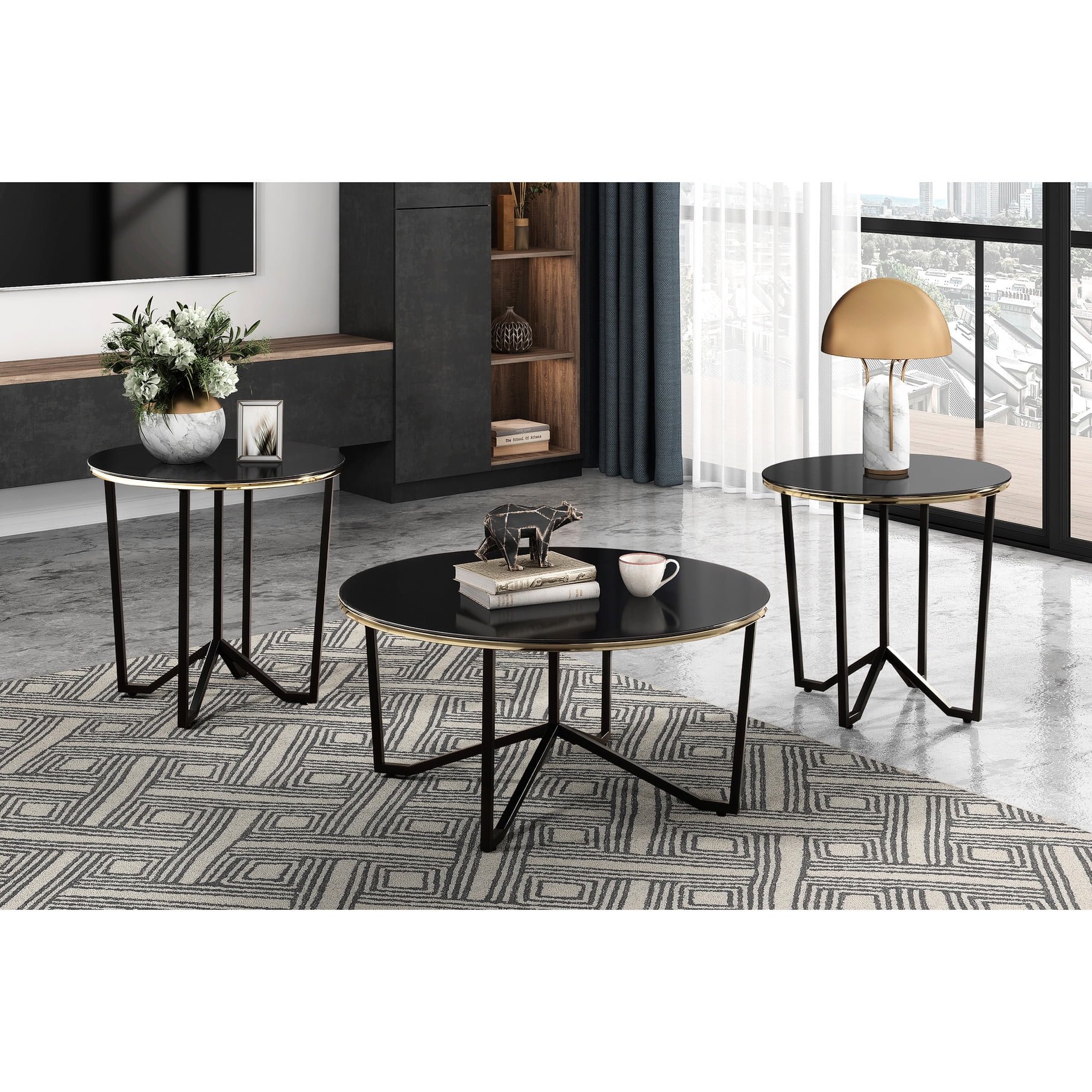 Round Table Design - Modern Living Room with Ample Display - Walmart.com