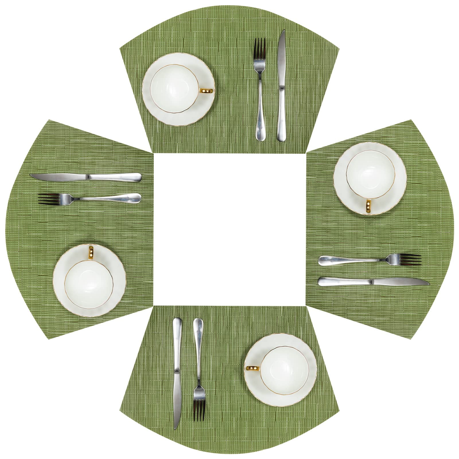 Round Table Placemats Set of 4 Wedge Placemats Heat Resistant Round ...