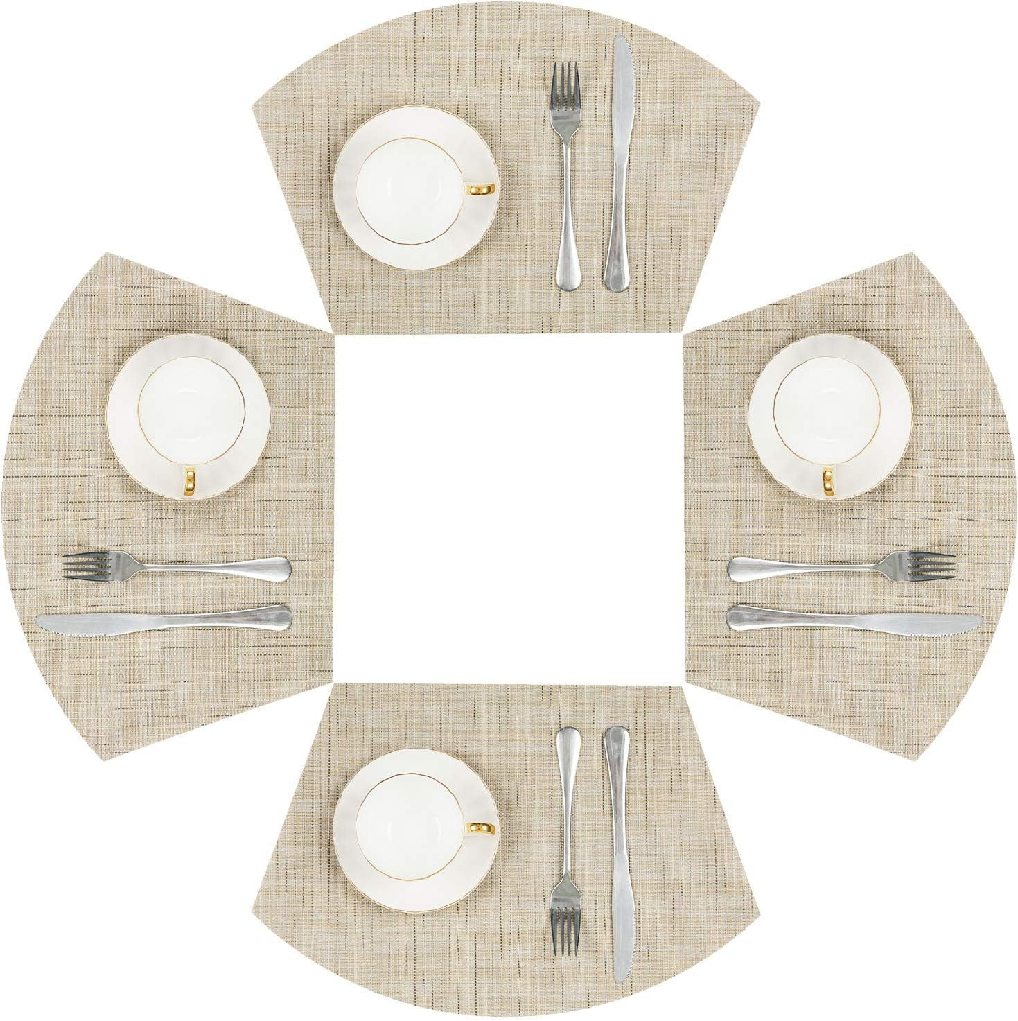 Round Table Placemats Set of 4 Wedge Placemats Heat Resistant Round ...