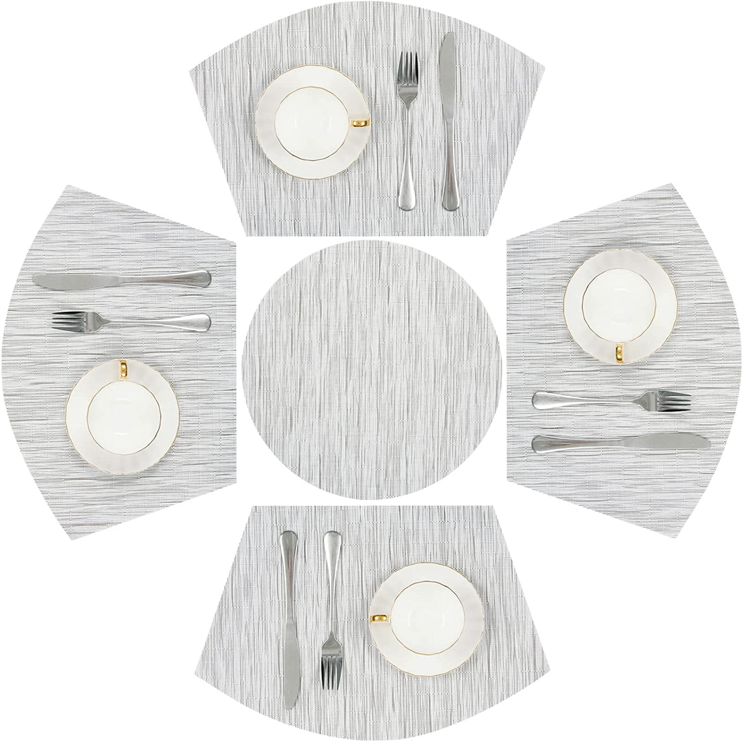Round Table Placemats Set of 5 Wedge Shaped Place Mat with Round ...
