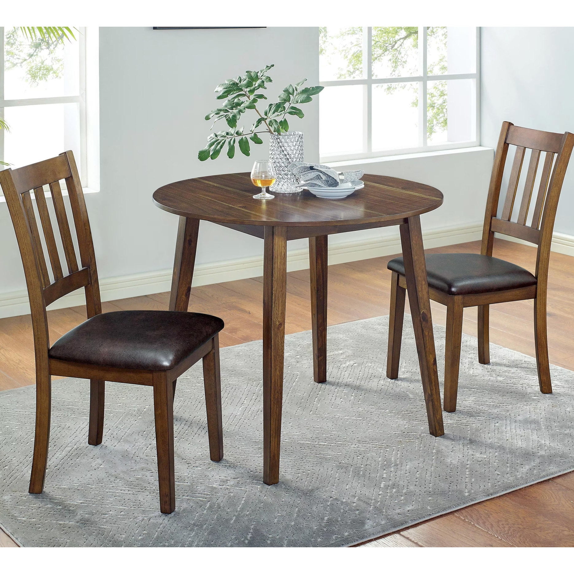 Round Table and 2 Side Chairs Set | Transitional Dining Room Decor ...