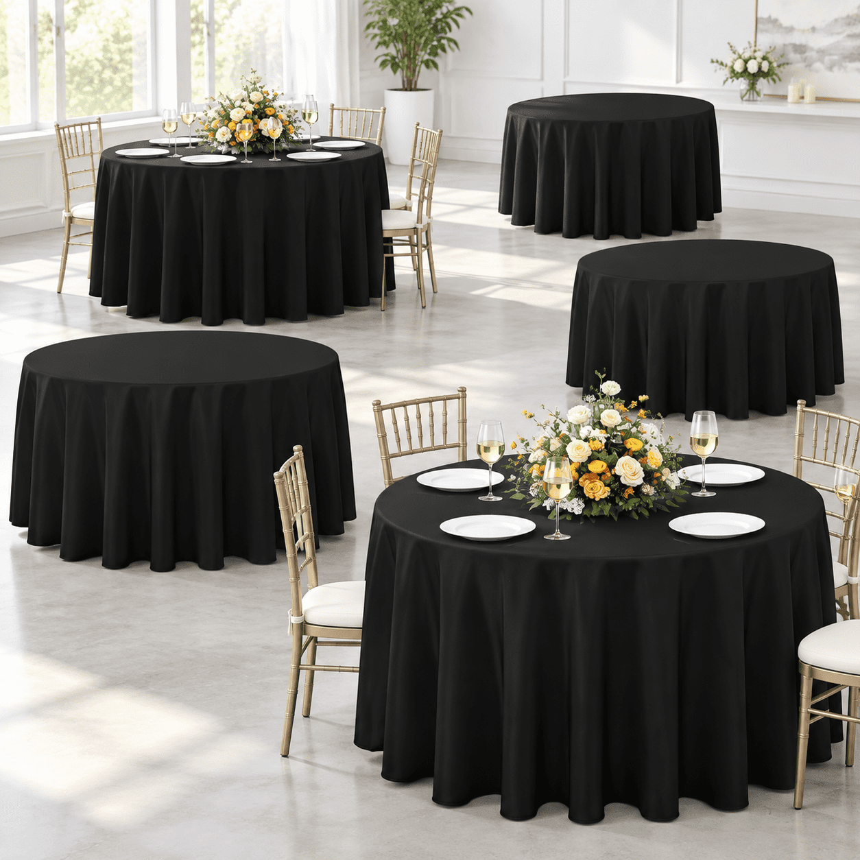 Round Tablecloth 108 Inch Black 6 Pack - Walmart.com